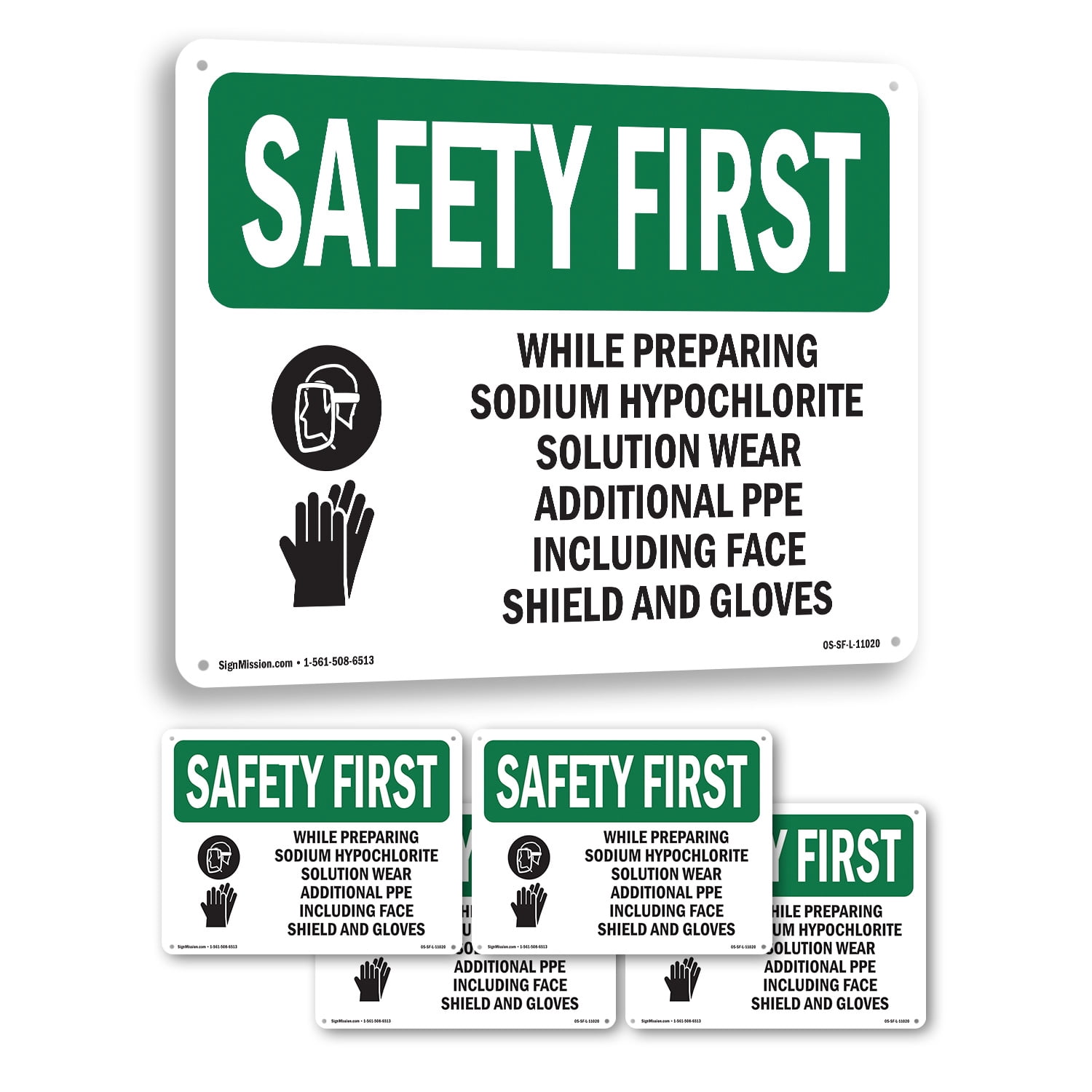 While Preparing Sodium Hypochlorite With Symbol OSHA SAFETY FIRST Rigid ...