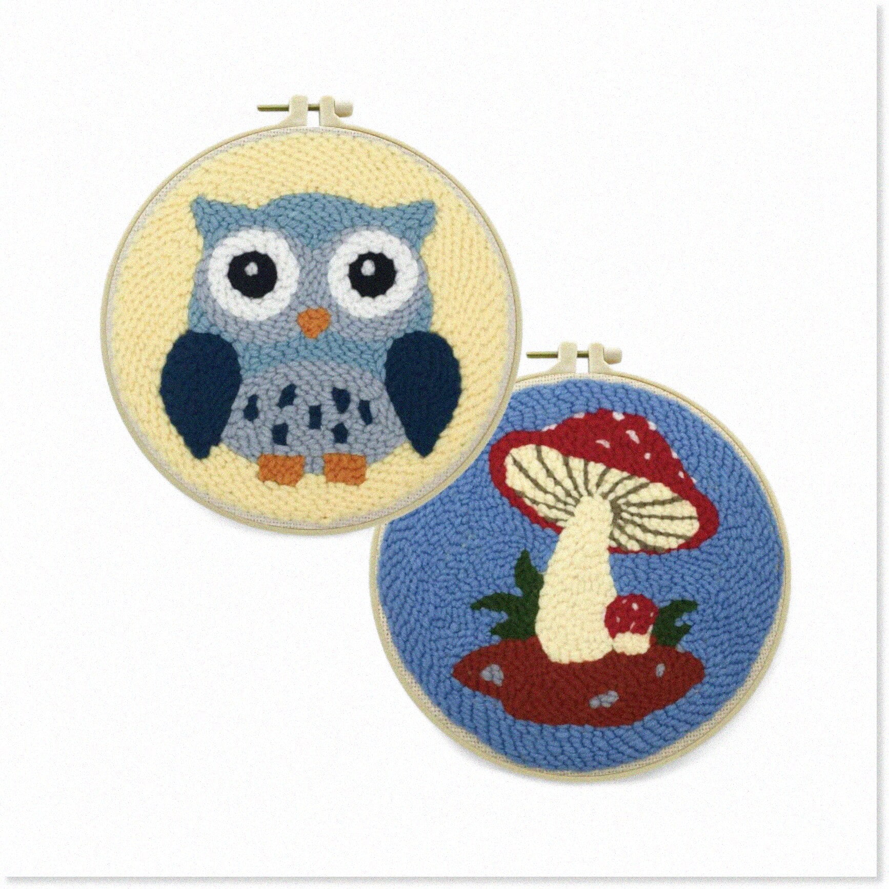 WhimsiStitch Owl & Mushroom Punch Needle Embroidery Kits - Fun & Easy ...