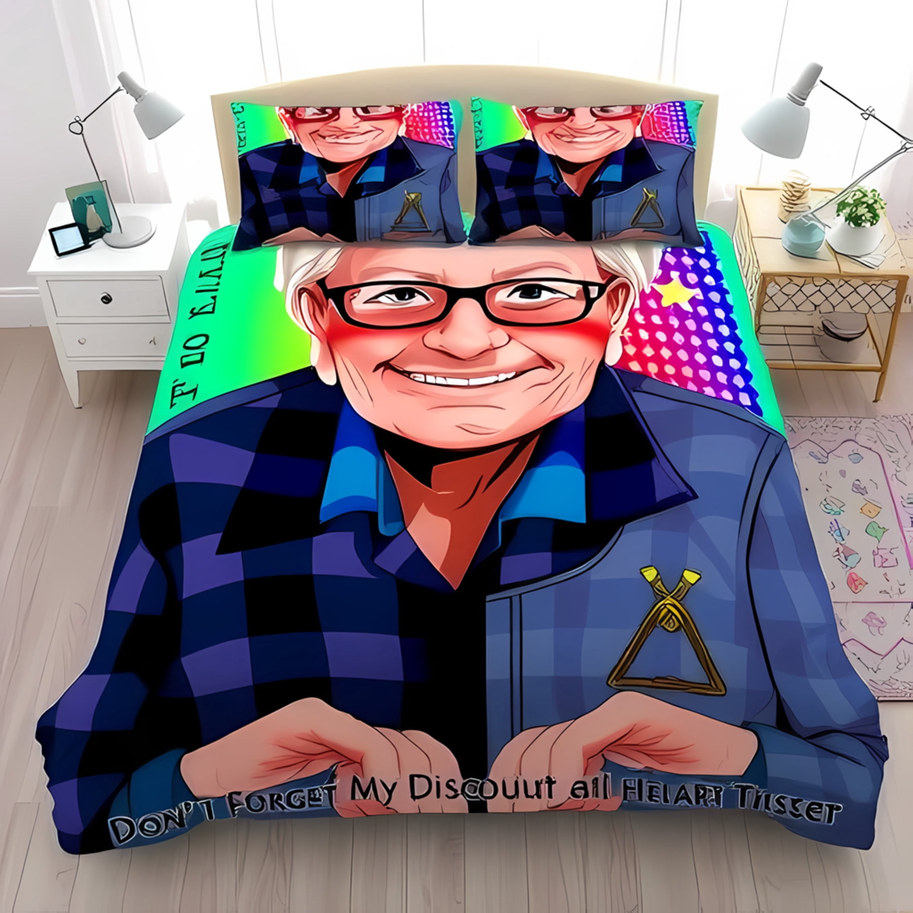 Whimsical 3-Piece Duvet Cover Set with Animated Character Design Bold ...