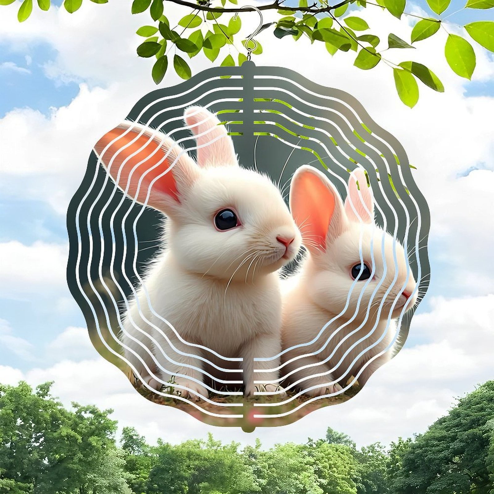 Whimsical 3D Metal Hanging Wind Spinners with Nature-Inspired Tree Ring ...