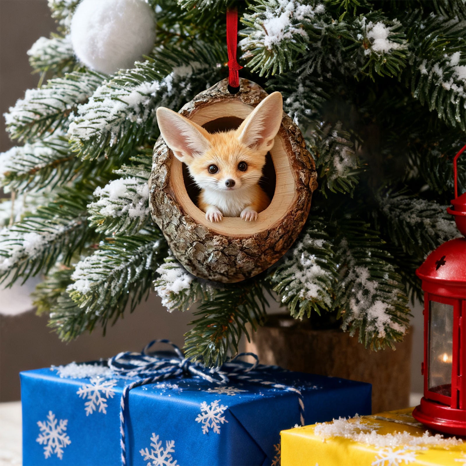 Whimsical Acrylic Christmas Ornament Featuring a Cute Animal Peeking ...