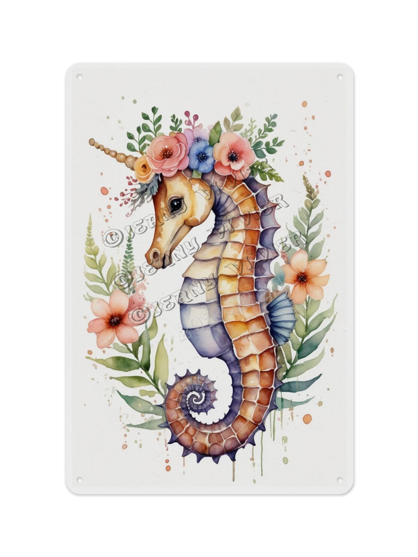 Whimsical Aluminum Sign - Funny Seahorse - 5.5 x 8 Inches - Fun Metal ...