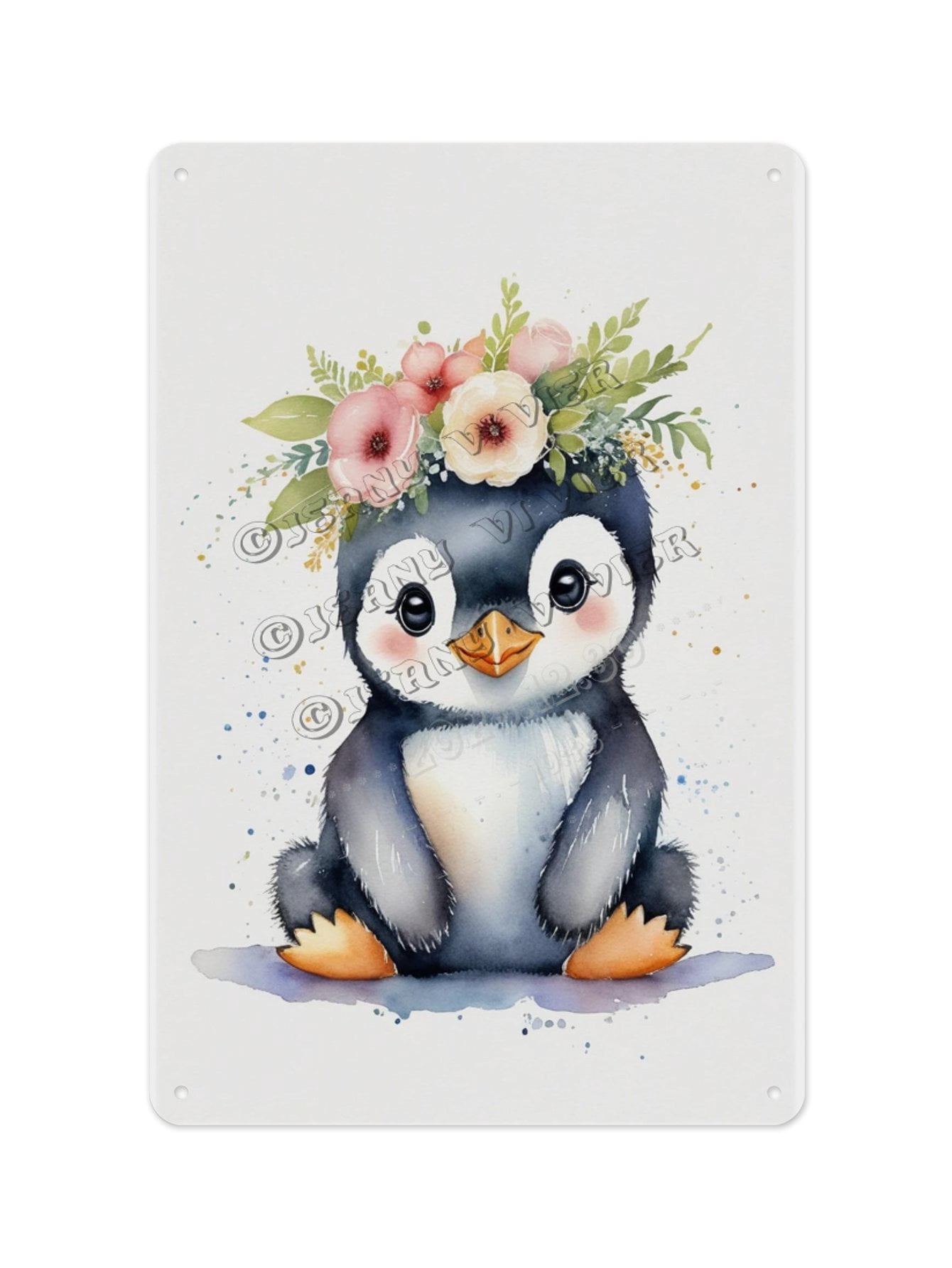 Whimsical Aluminum Sign - Penguin - 12 x 16 Inches - Fun Metal Sign for ...