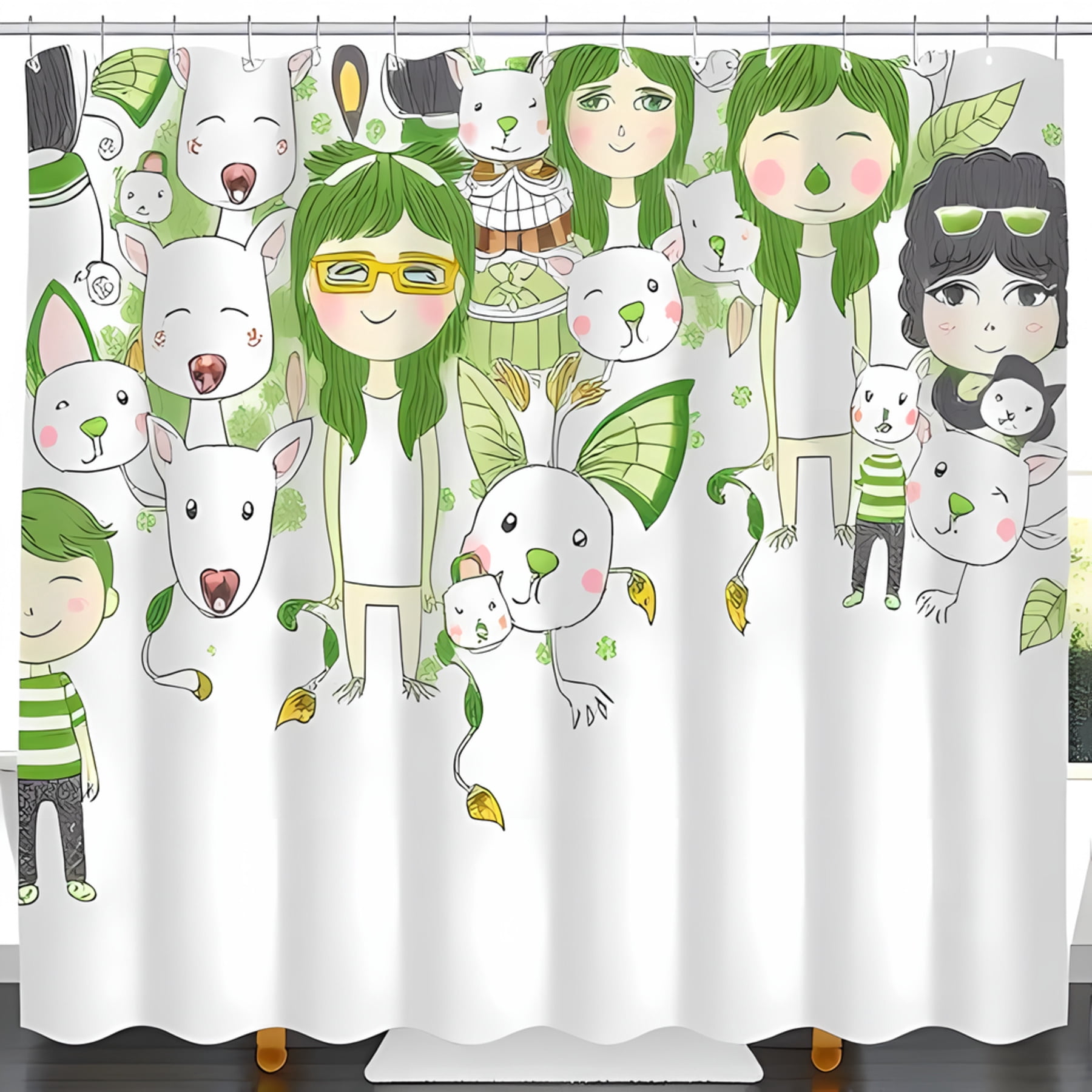 Whimsical Animal and Nature-Inspired Shower Curtain with Cartoon ...