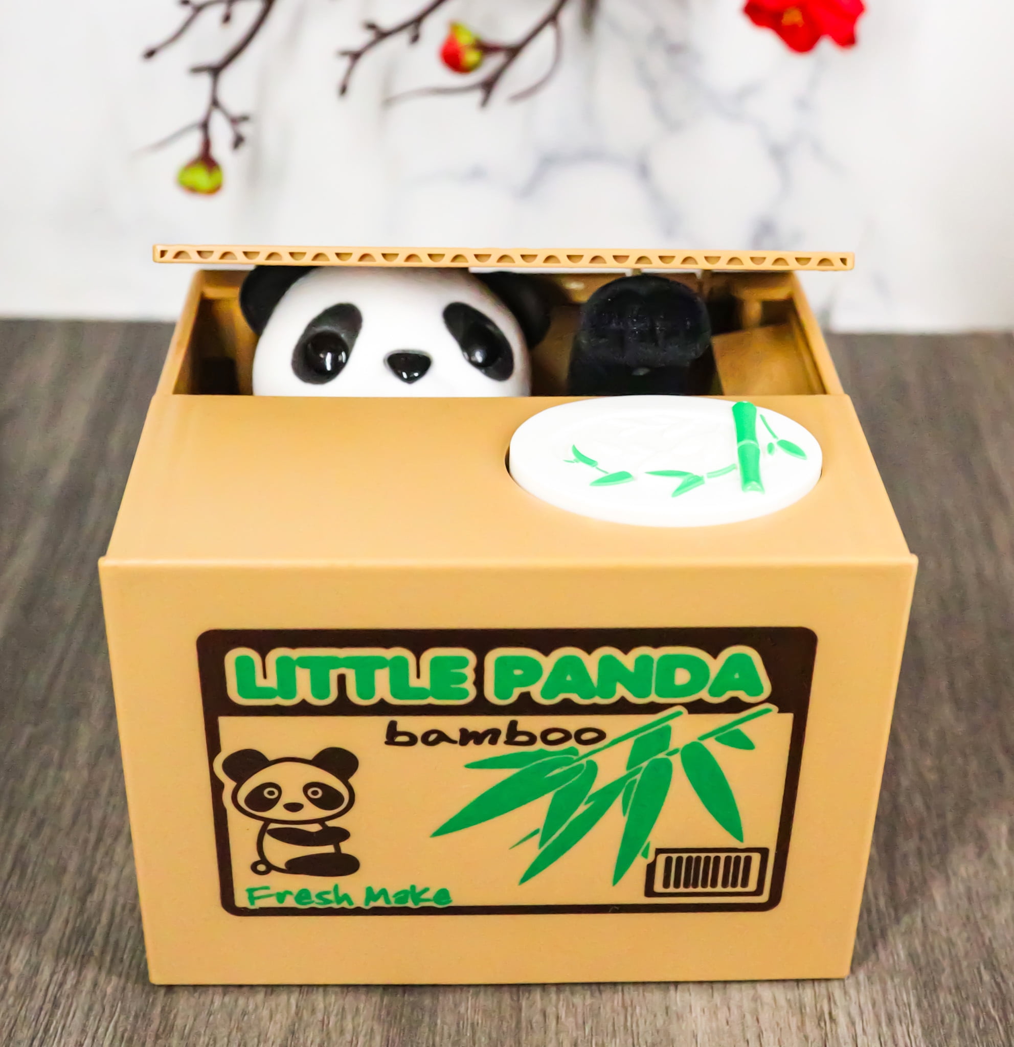Whimsical Animated Hiding Panda Bear Coin Grabber Money Bank Box ...