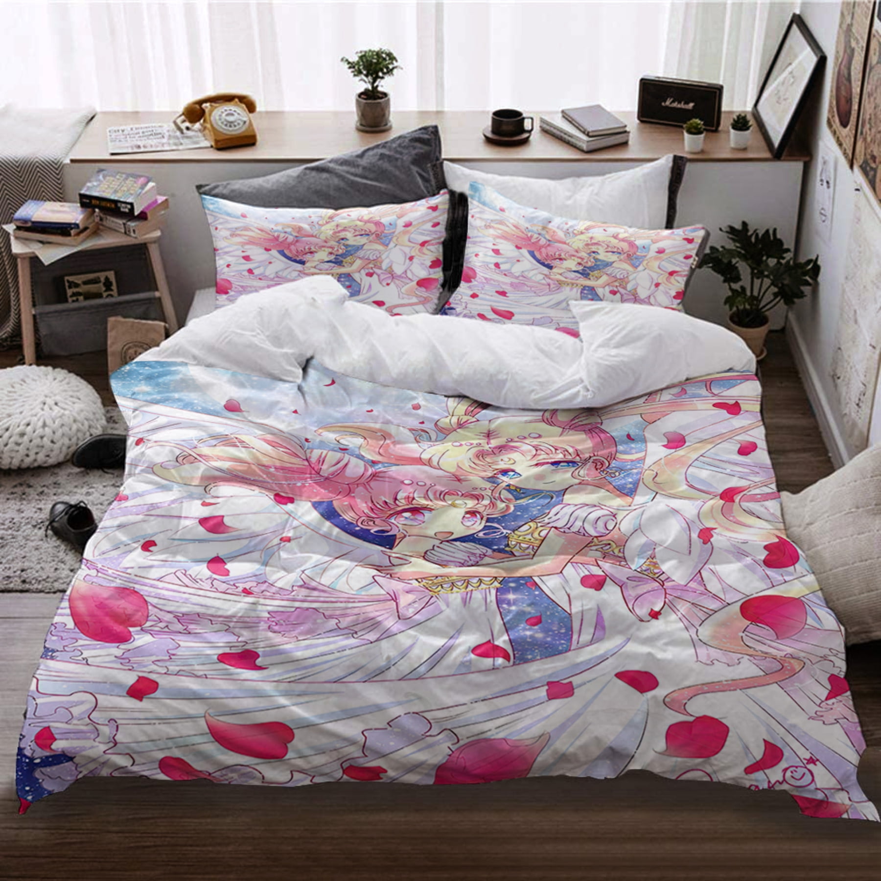 Whimsical Anime Inspired 3-Piece Duvet Cover Set - Magical Design with ...