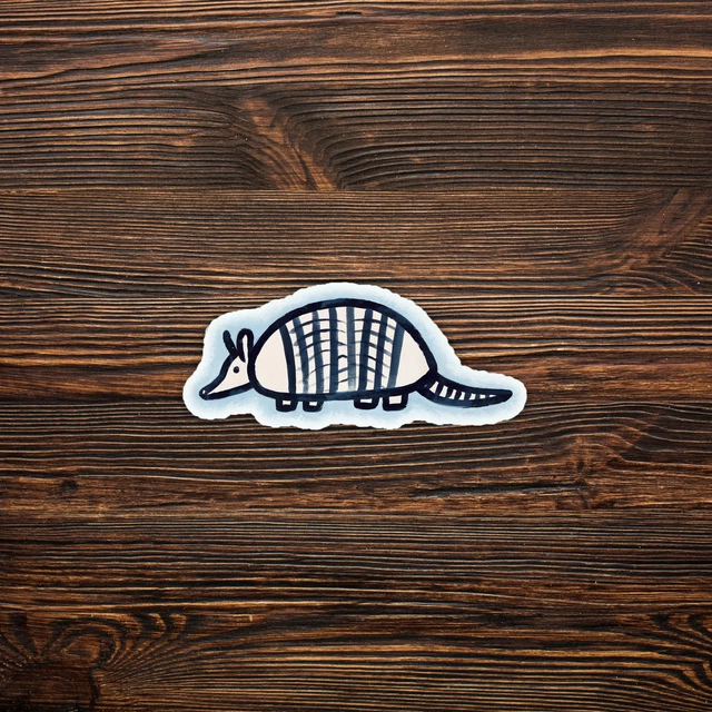 Whimsical Armadillo Sticker - Black White Stripes - Laptop Decal Vinyl ...
