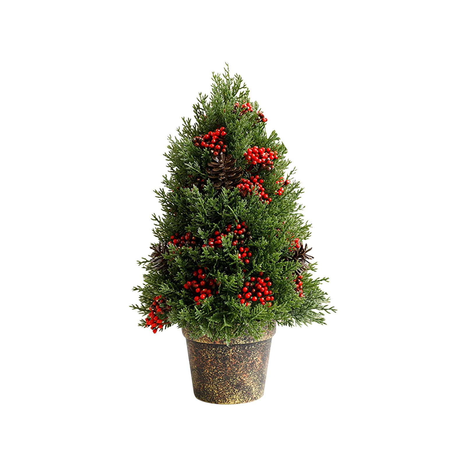 Whimsical Artificial Tabletop Pine Tree with Red Ornament, Unique ...