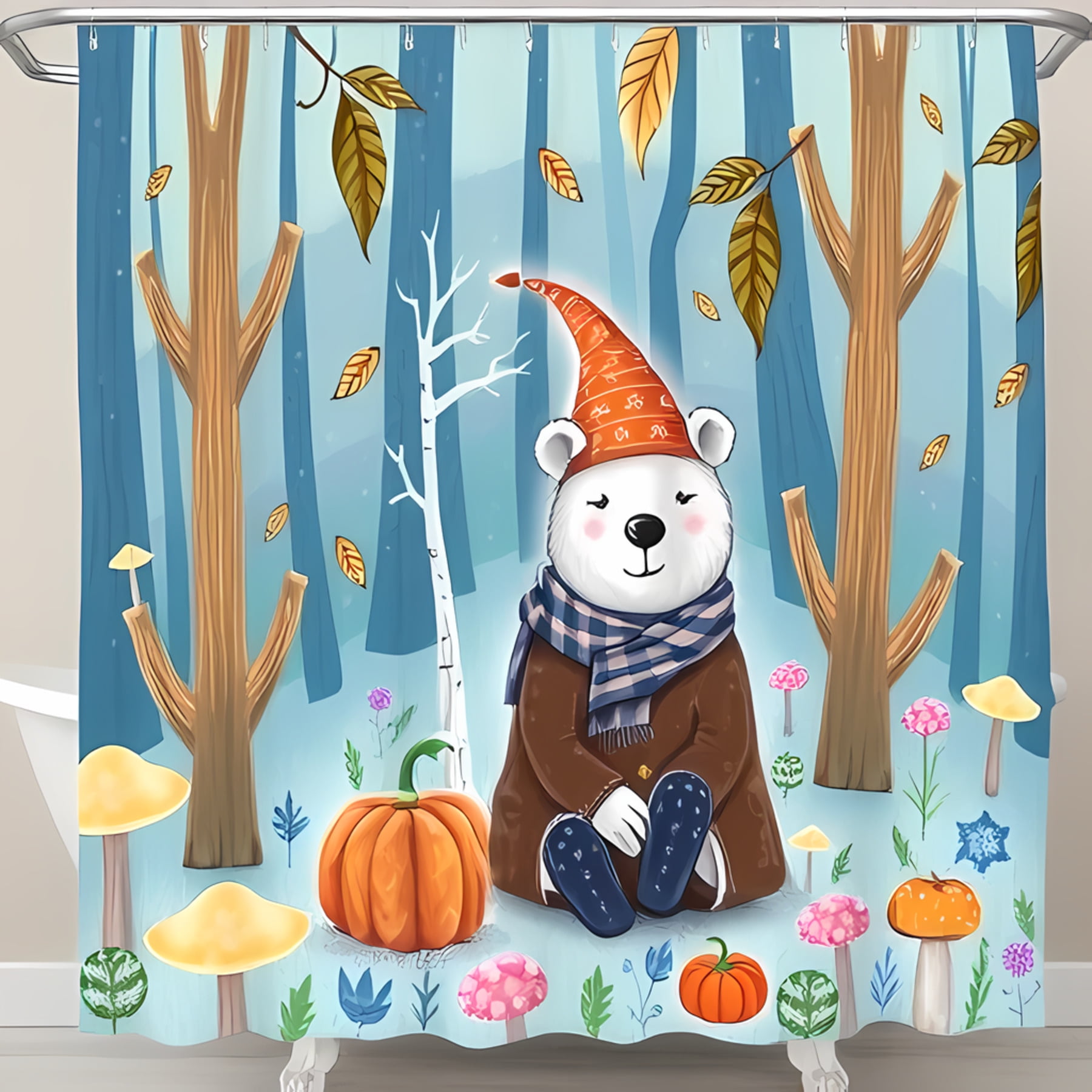 Whimsical Autumn Forest Shower Curtain with Cozy Fall Foliage ...