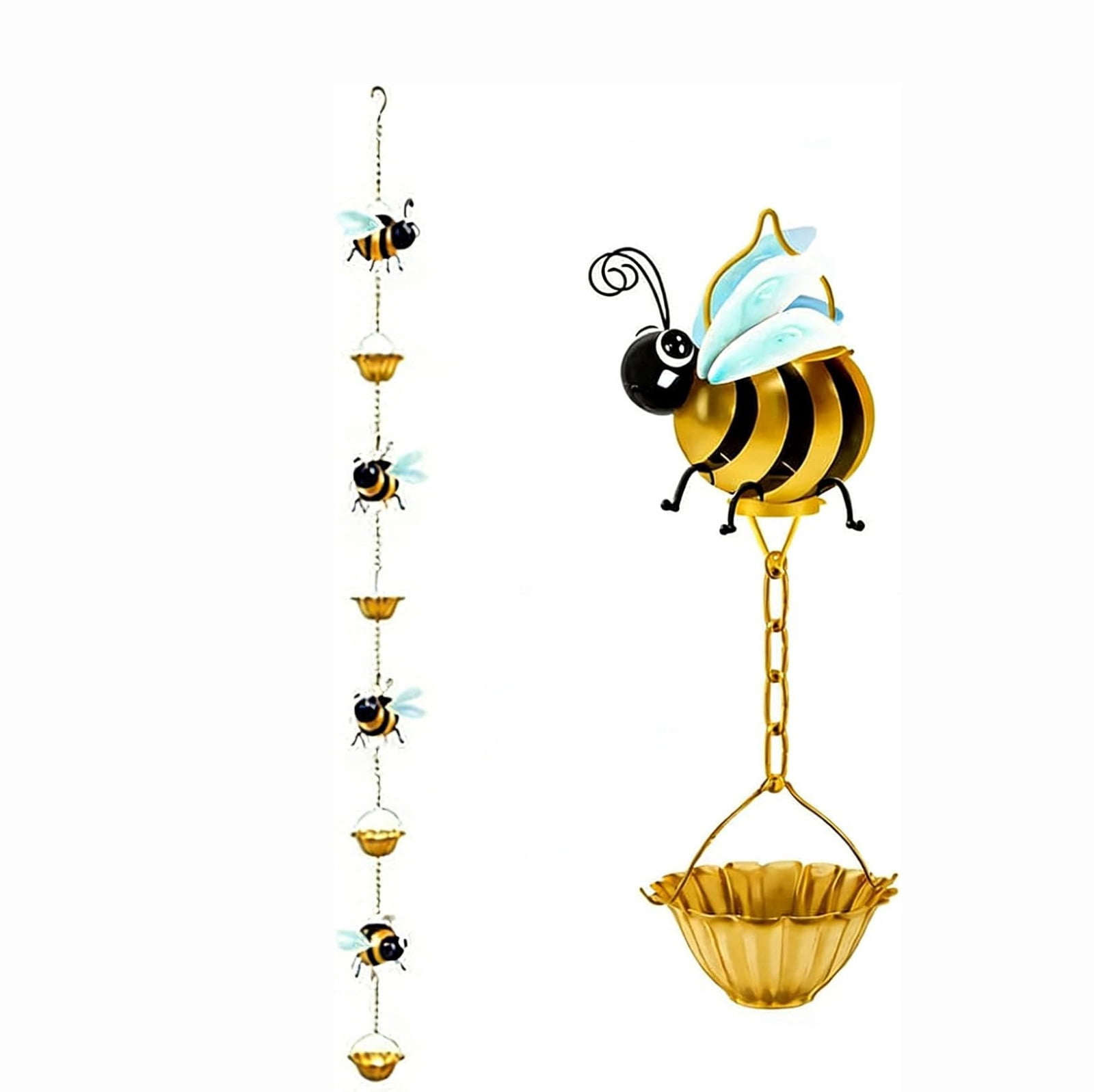 Whimsical Bee Rain Chain, Bee and Cup Rain Chain, Hanging Water Chain ...