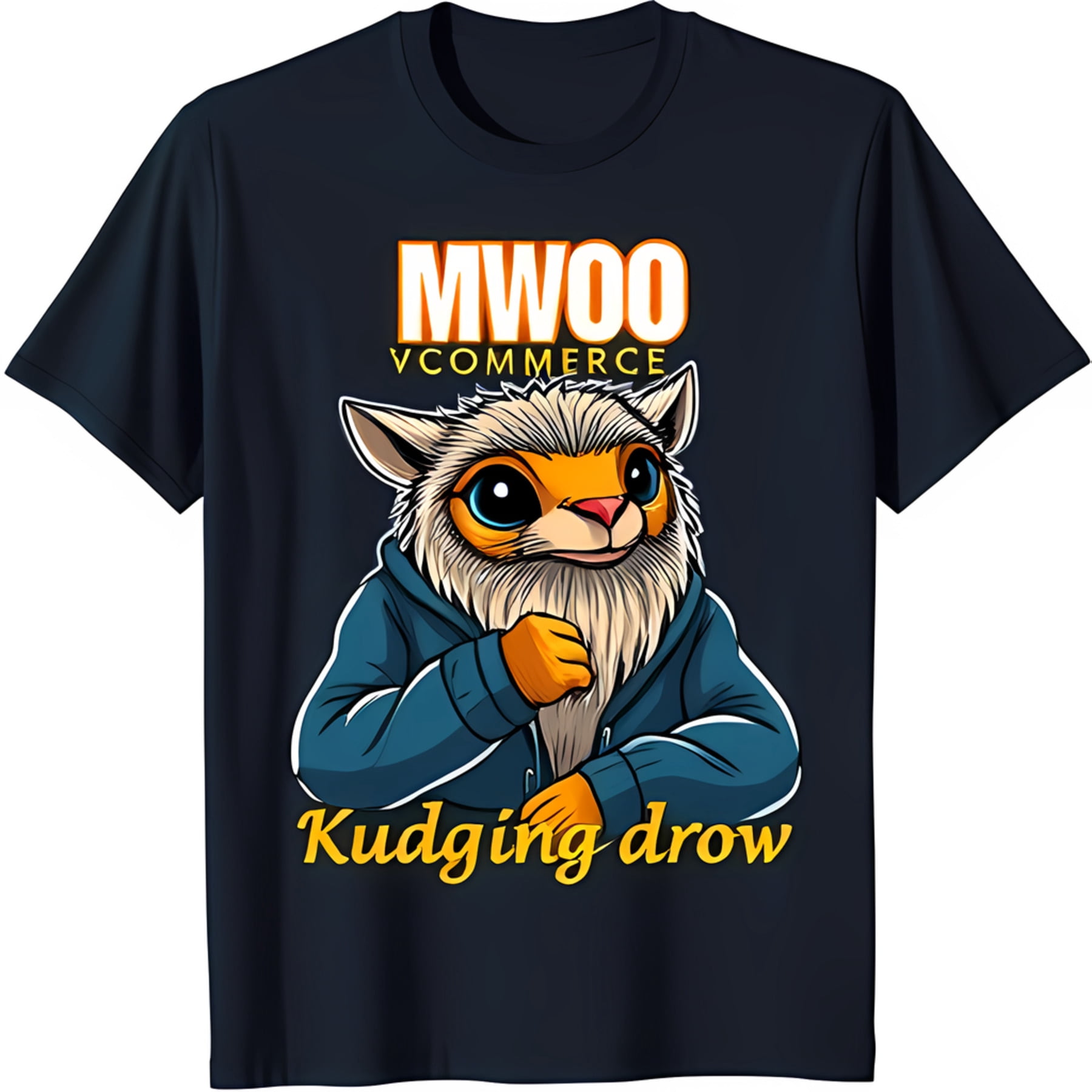Whimsical Black T-Shirt with Cute Cartoon Creature Graphic Fun ...