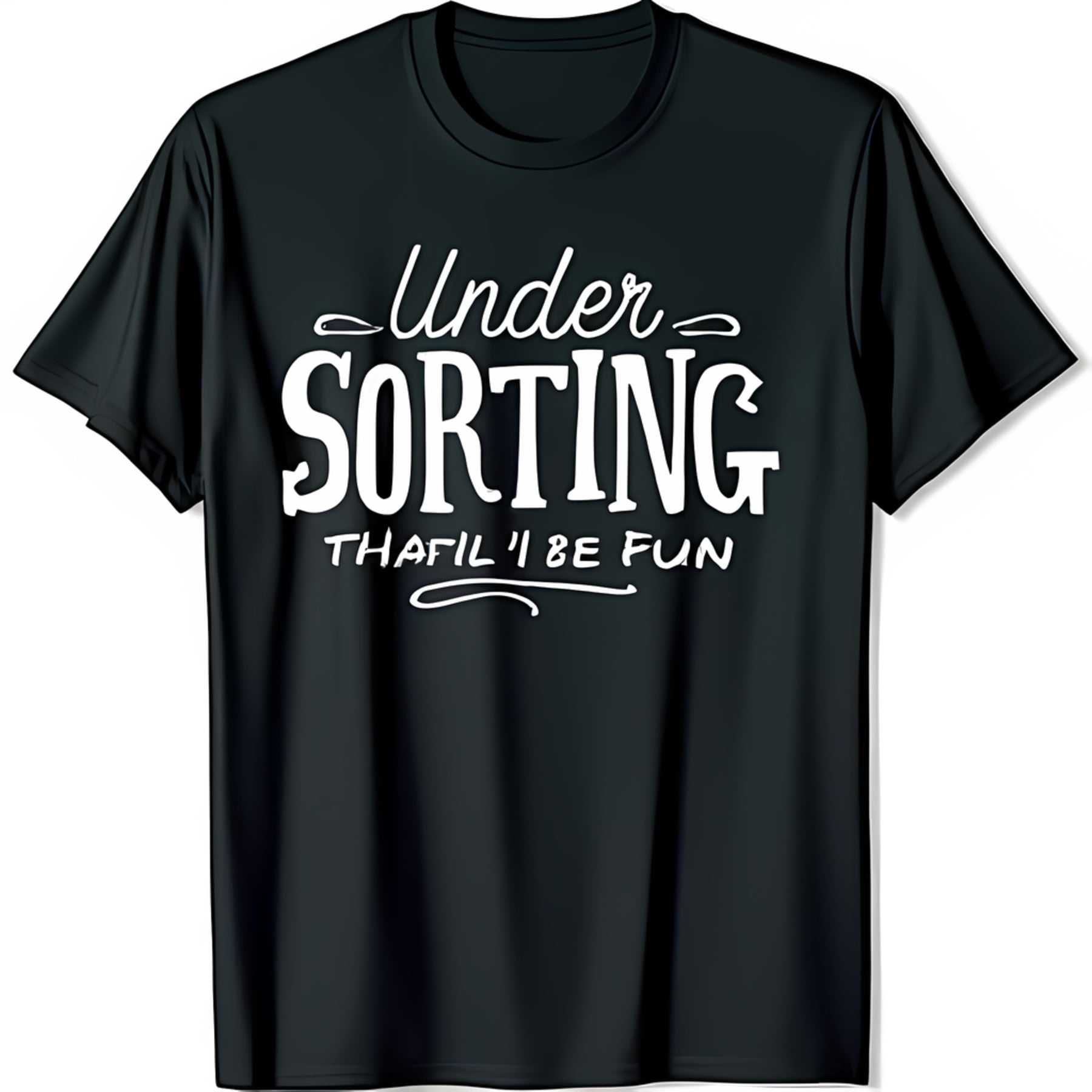 Whimsical Black T-Shirt with Under Sorting Thafil I ll be Fun Graphic ...