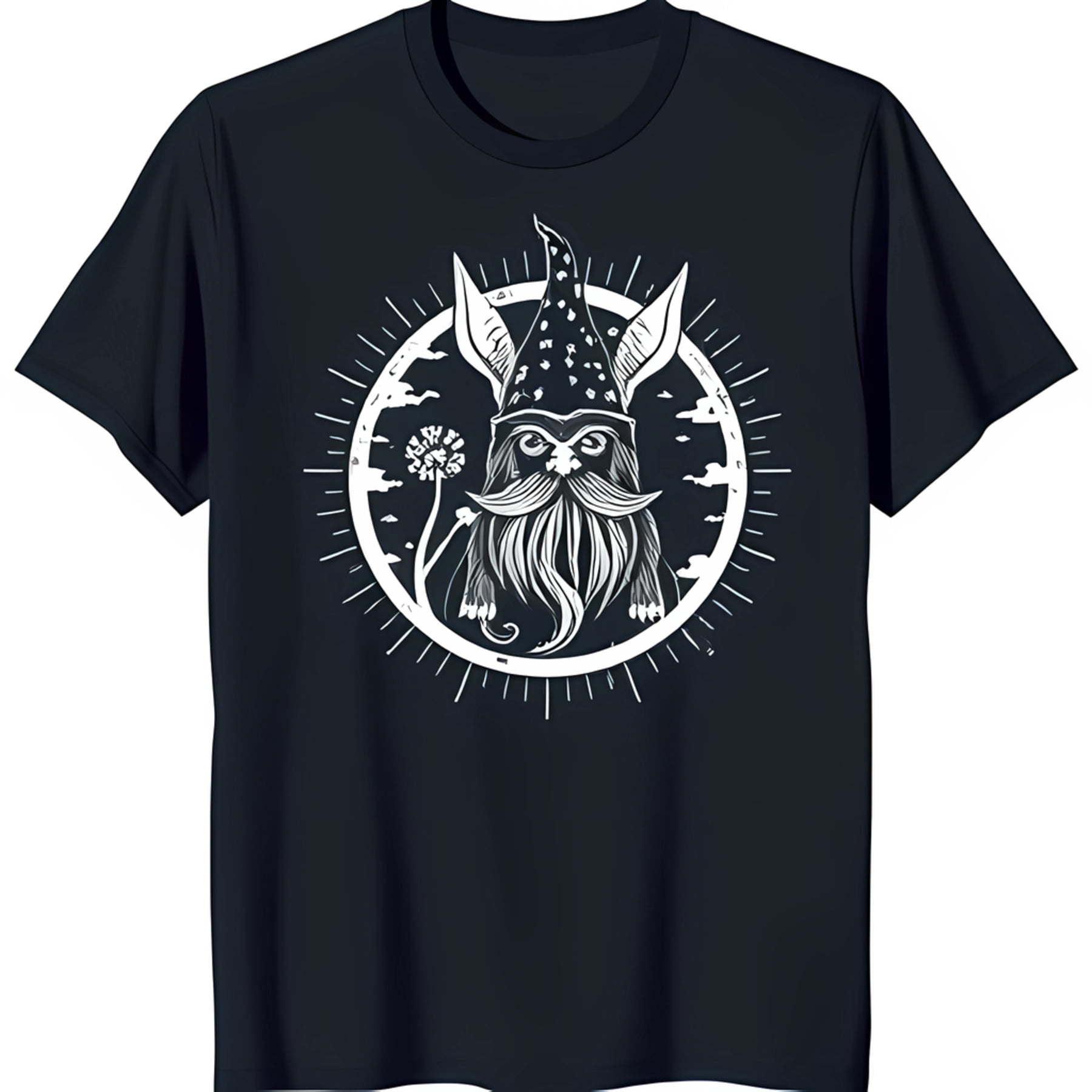 Whimsical Black T-Shirt with Wizard Rabbit Design Art - Walmart.com