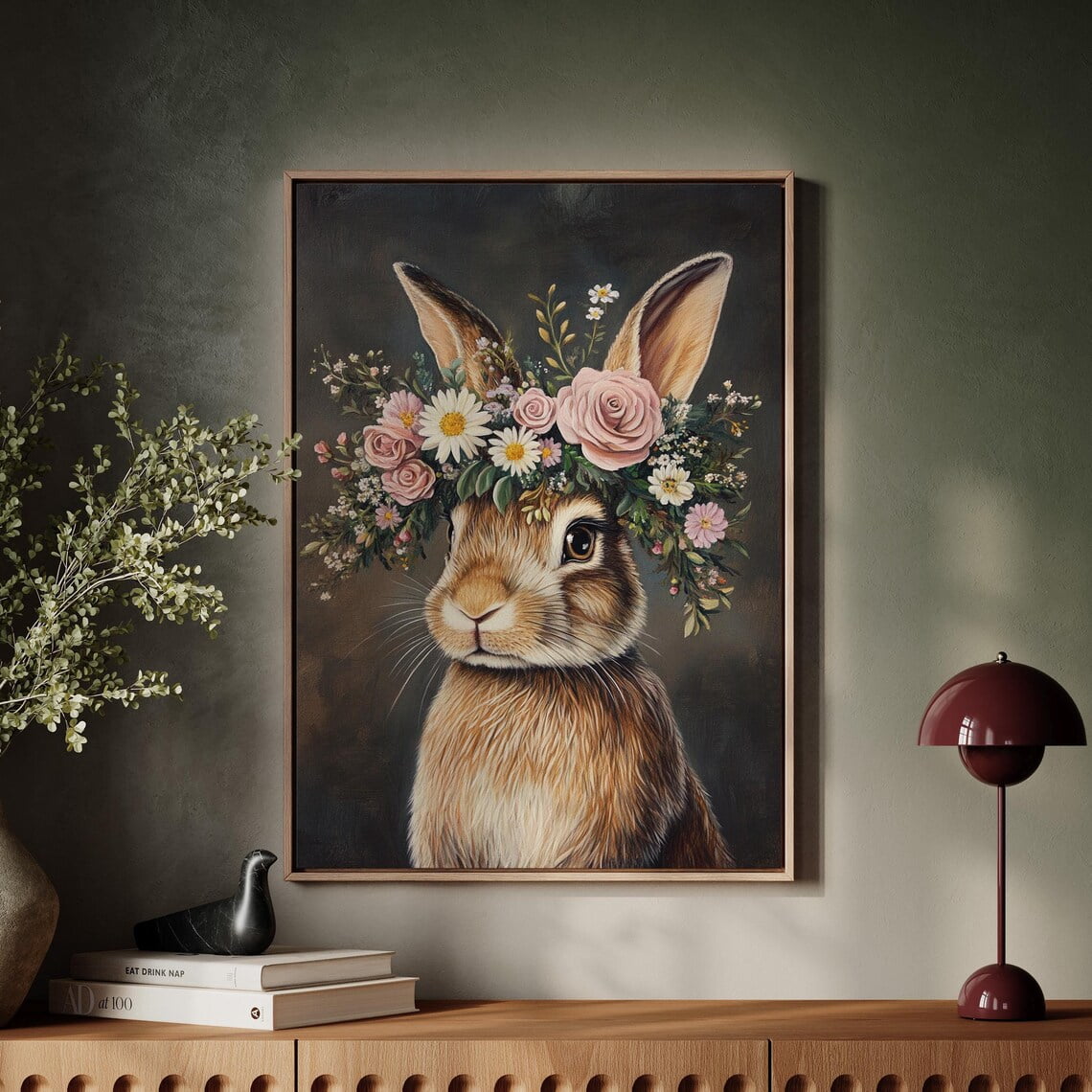 Whimsical Bunny With Floral Crown - Woodland Animal Art Print, Cute ...