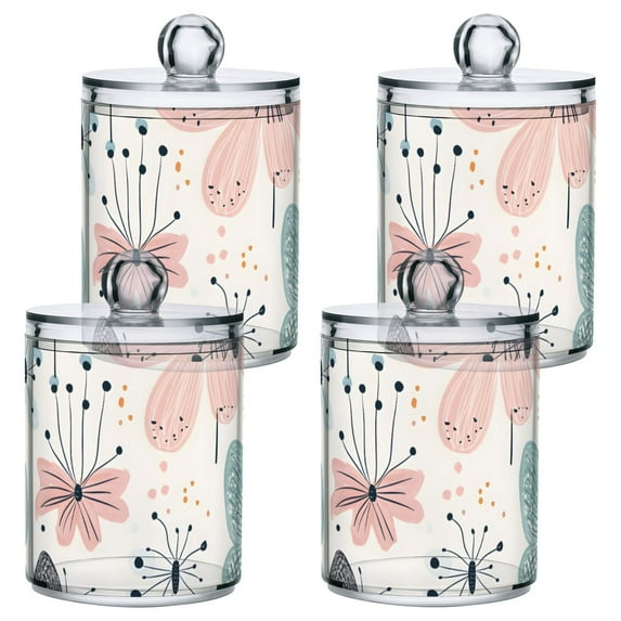 Whimsical Butterfly Art Bathroom Canisters Set of 4 Translucent Plastic ...
