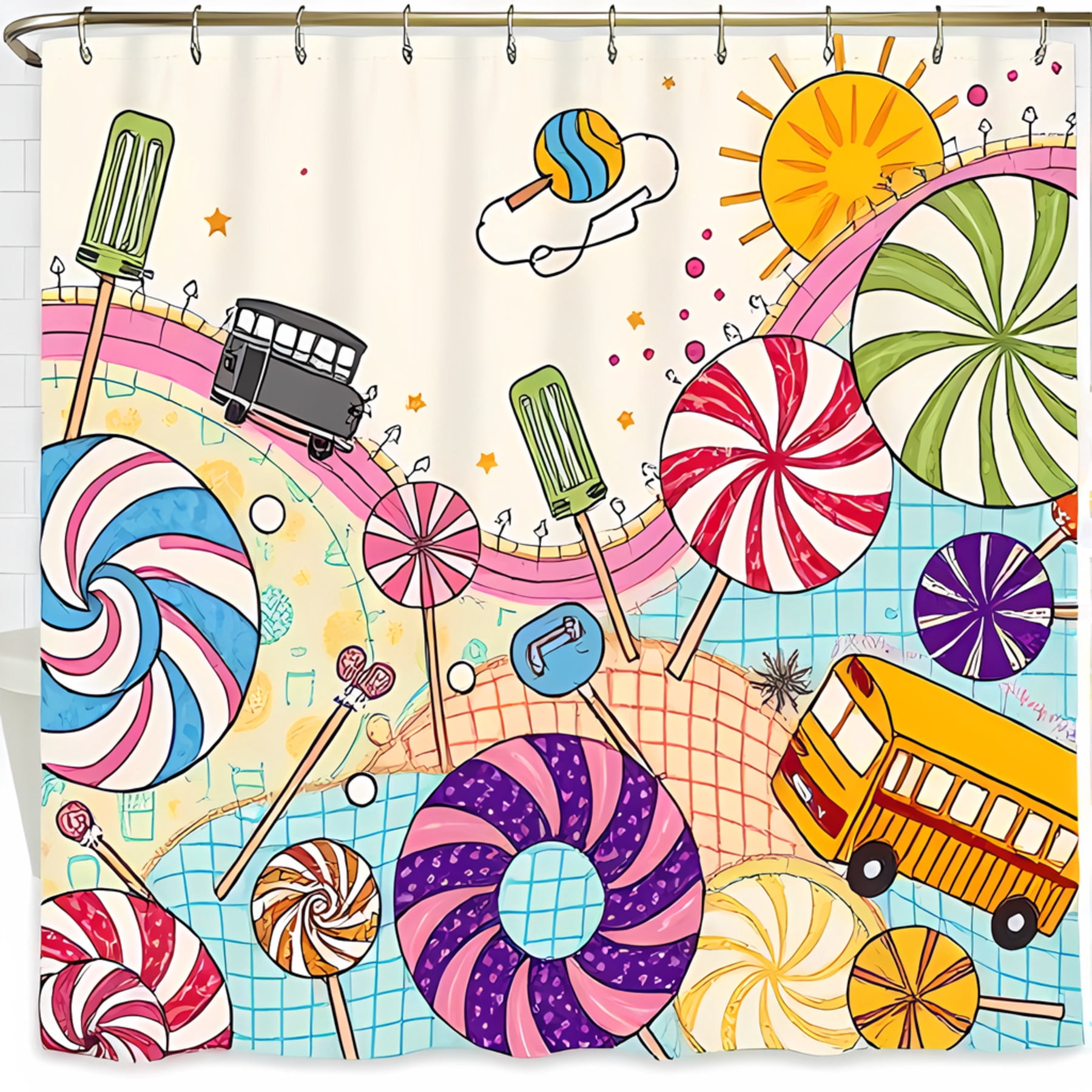 Whimsical Candy Wonderland Shower Curtain - Colorful Lollipops Ice ...