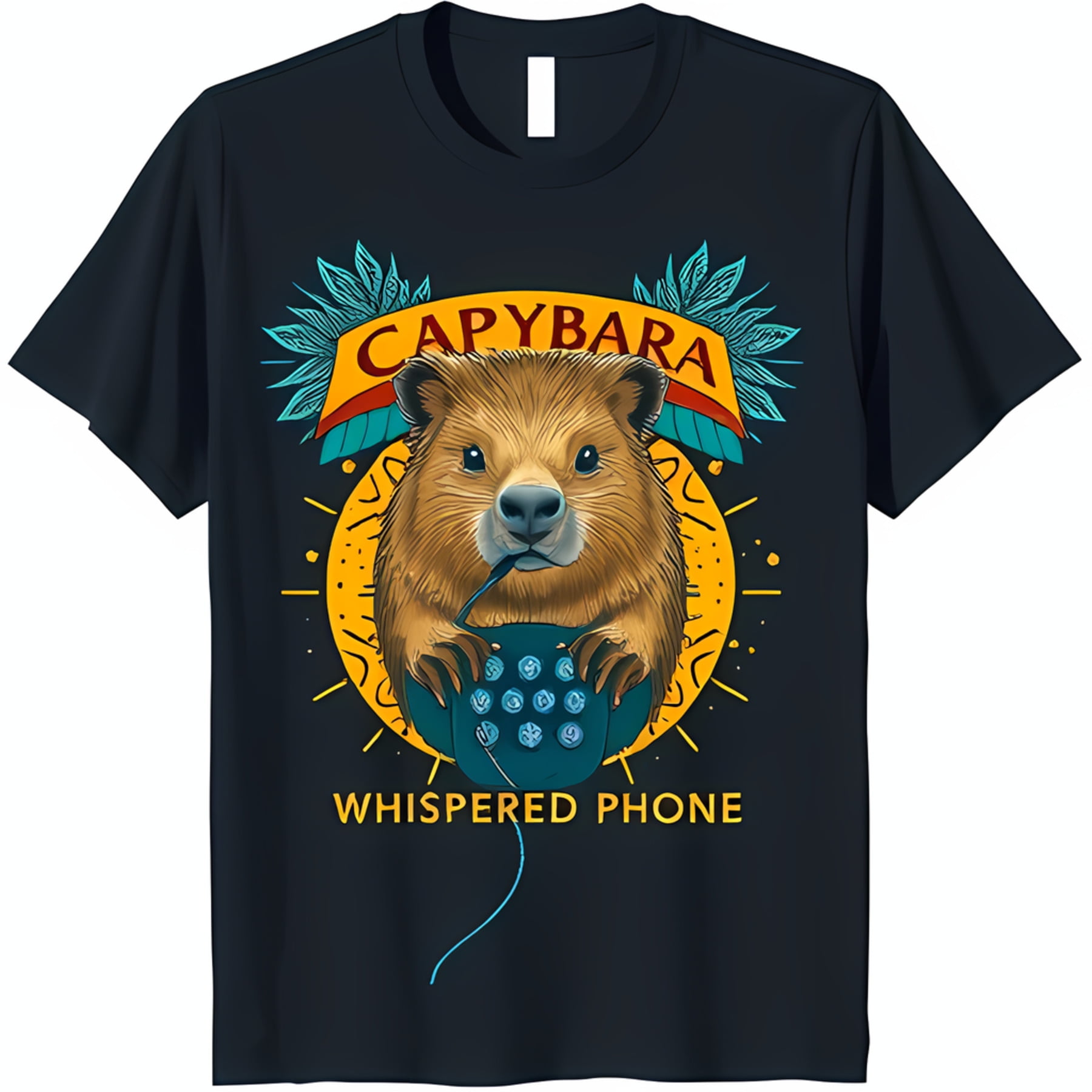 Whimsical Capybara Graphic on Black T-Shirt Playful Phone Design ...