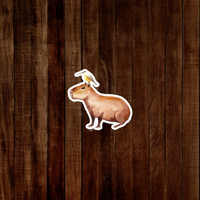 Whimsical Capybara Sticker With Bird Friend, Cute Animal Watercolor ...