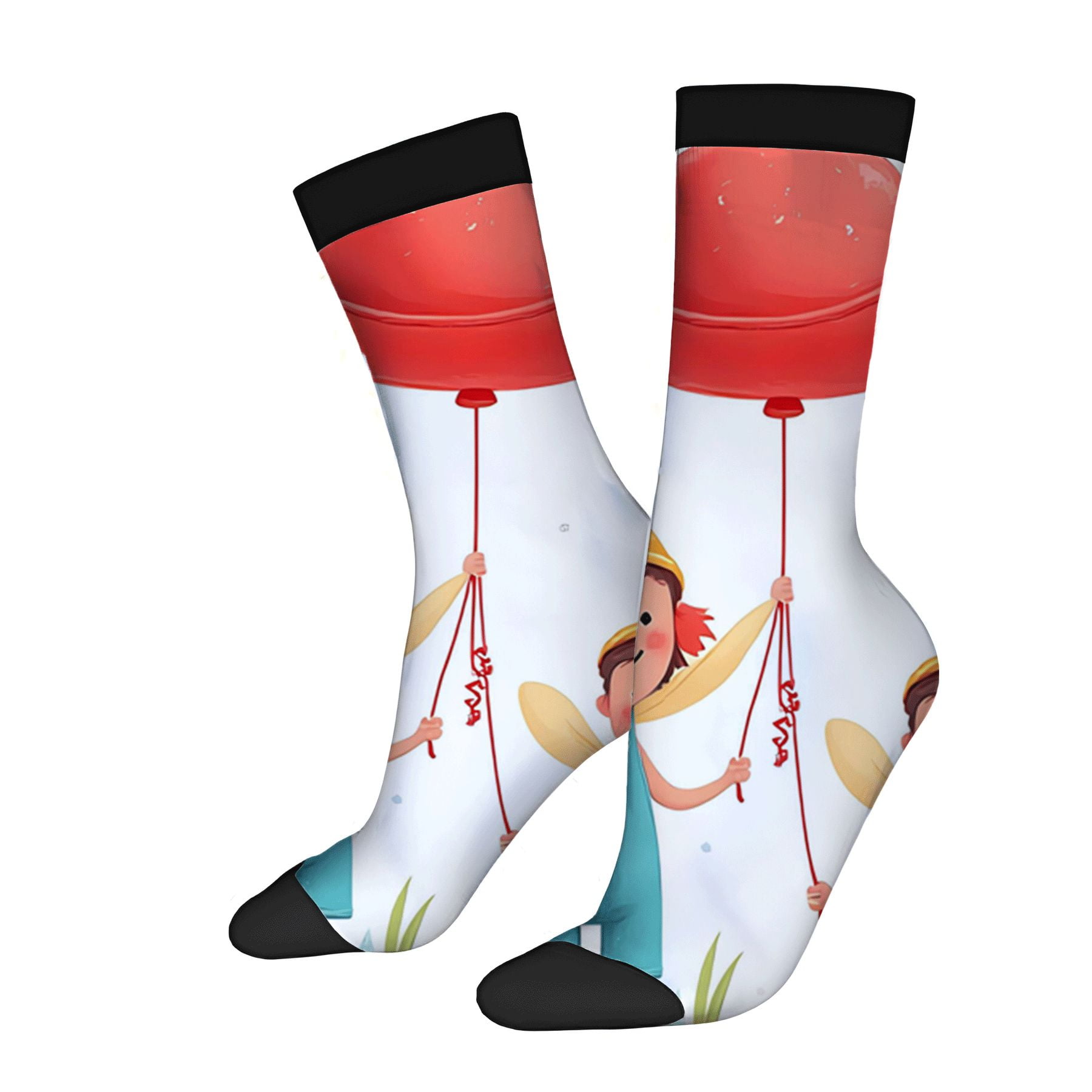 Whimsical Cartoon Character Socks - 2 Pairs of Trendy Unisex Socks with ...