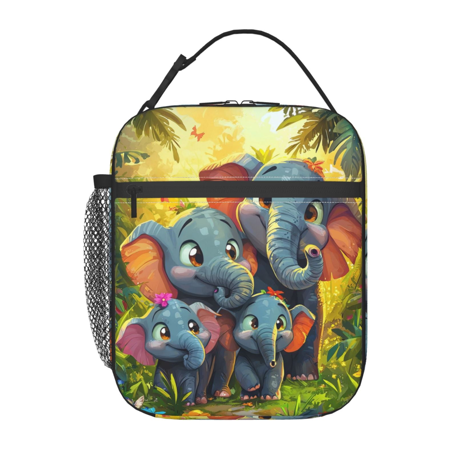 Whimsical Cartoon Elephant Lunch Box Reusable Portable Lunch Bag Tote ...