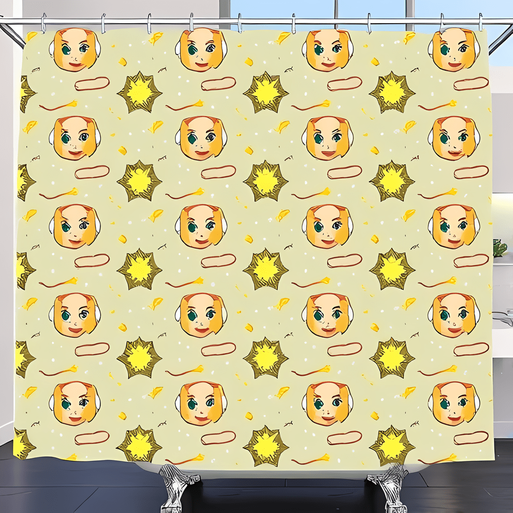 Whimsical Cartoon Faces Shower Curtain - Playful Toaster Design on Pale ...