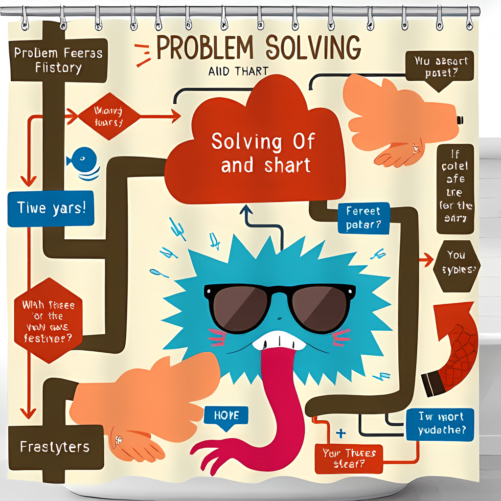 Whimsical Cartoon Flowchart Shower Curtain - Fun Colorful Design with ...