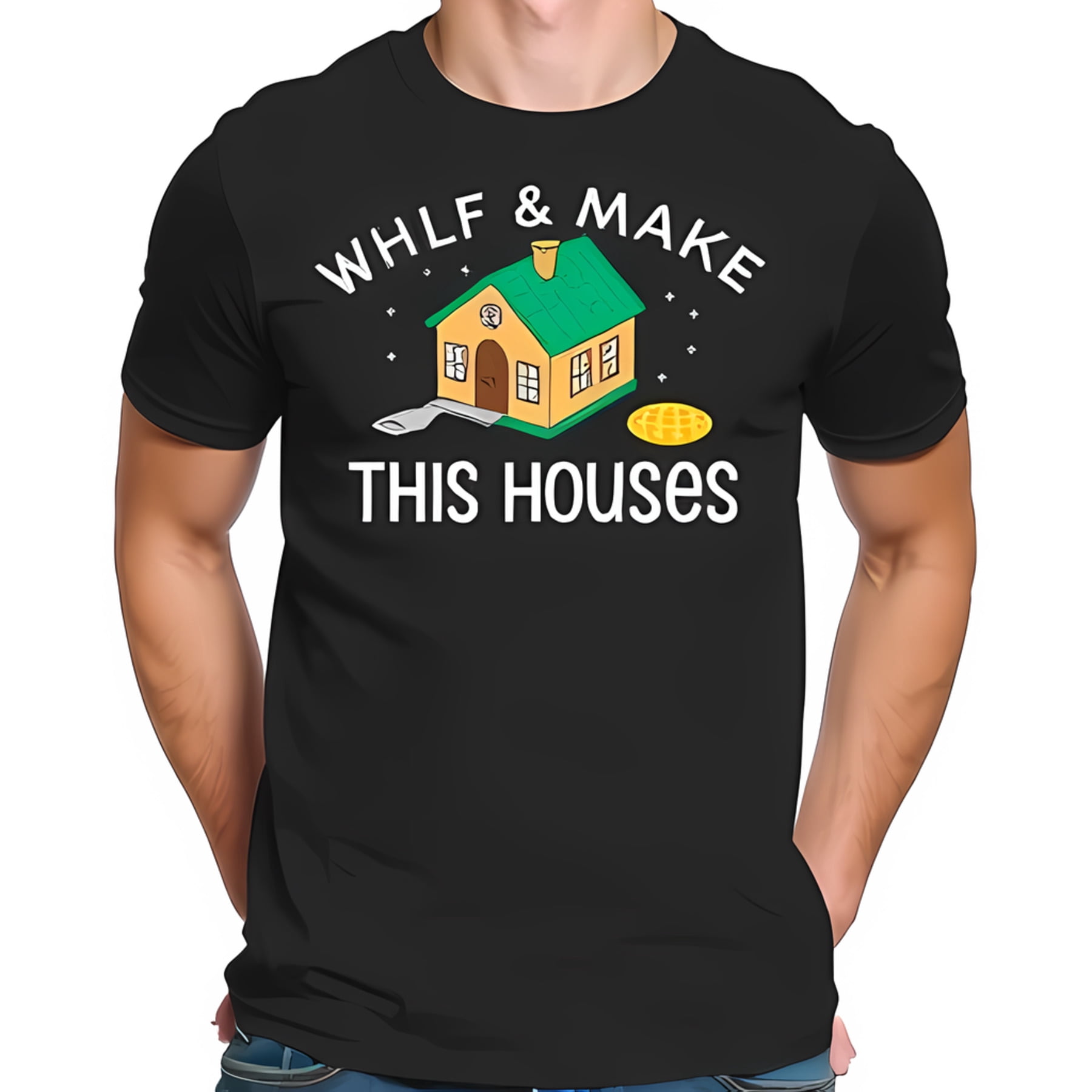 Whimsical Cartoon House Design Cotton Short Sleeve T-Shirt - Playful ...