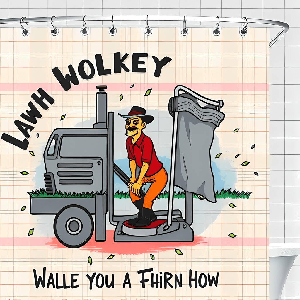 Whimsical Cartoon Lawn Mower Shower Curtain - Vintage Comic Style with ...