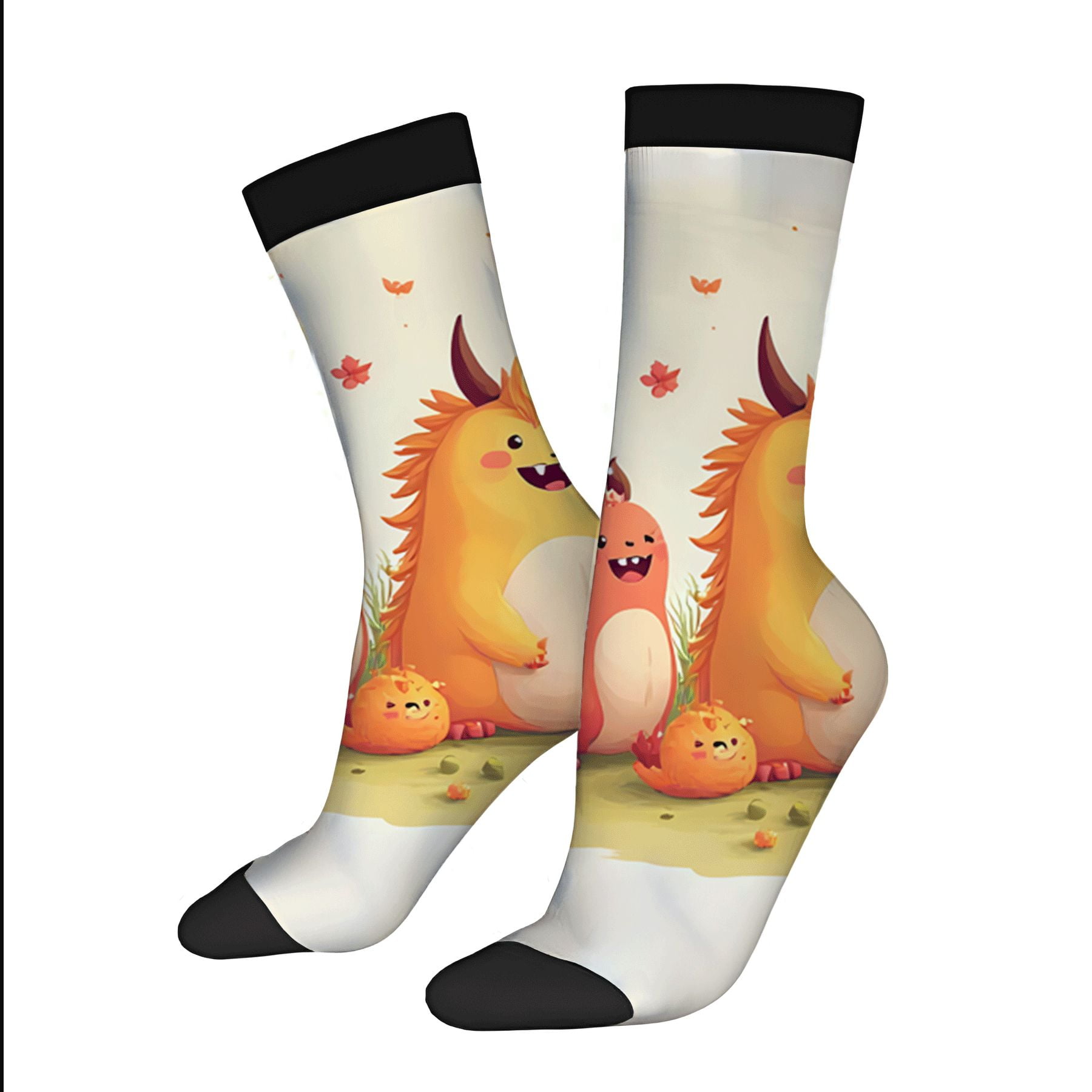 Whimsical Cartoon Monster Socks 2 Pairs of Trendy Unisex Socks with ...