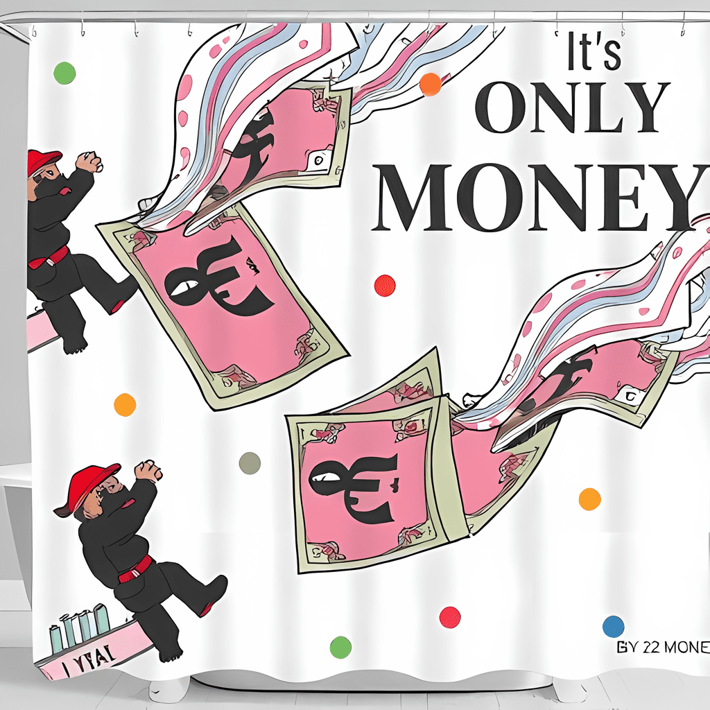 Whimsical Cartoon Shower Curtain with Chimney Figures & Flying ...