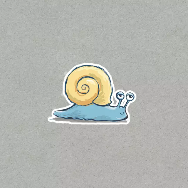 Whimsical Cartoon Snail Sticker: Adorable Blue And Yellow Creature ...