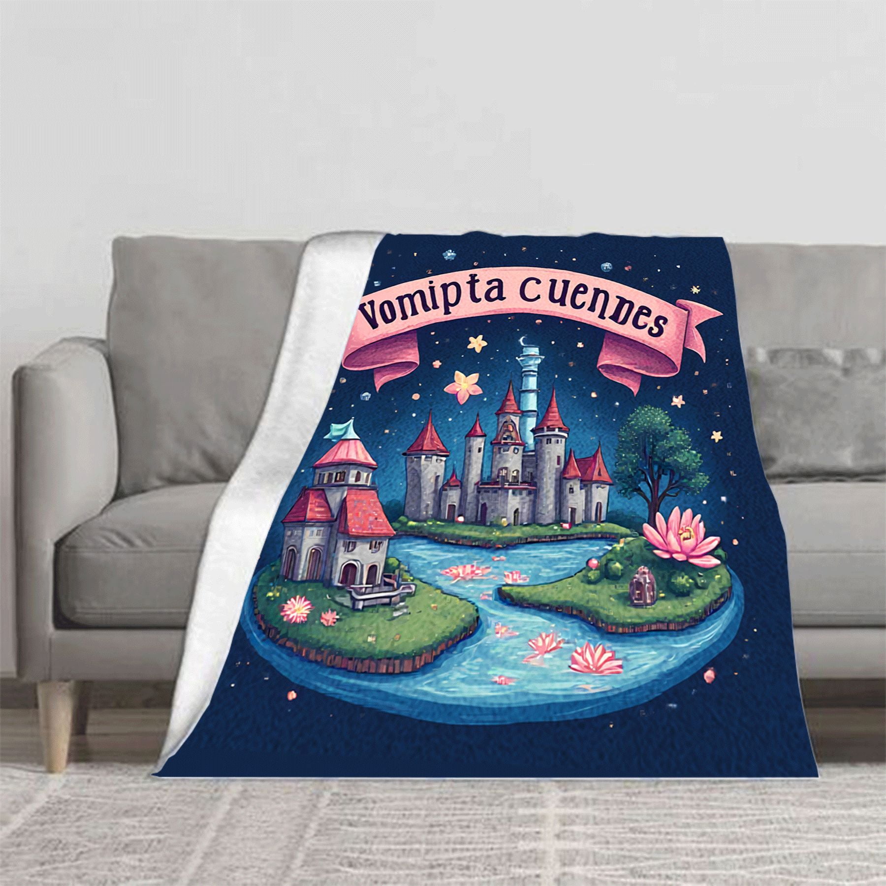 Whimsical Castle Nighttime Scene Flannel Blanket - Soft Cozy Durable ...