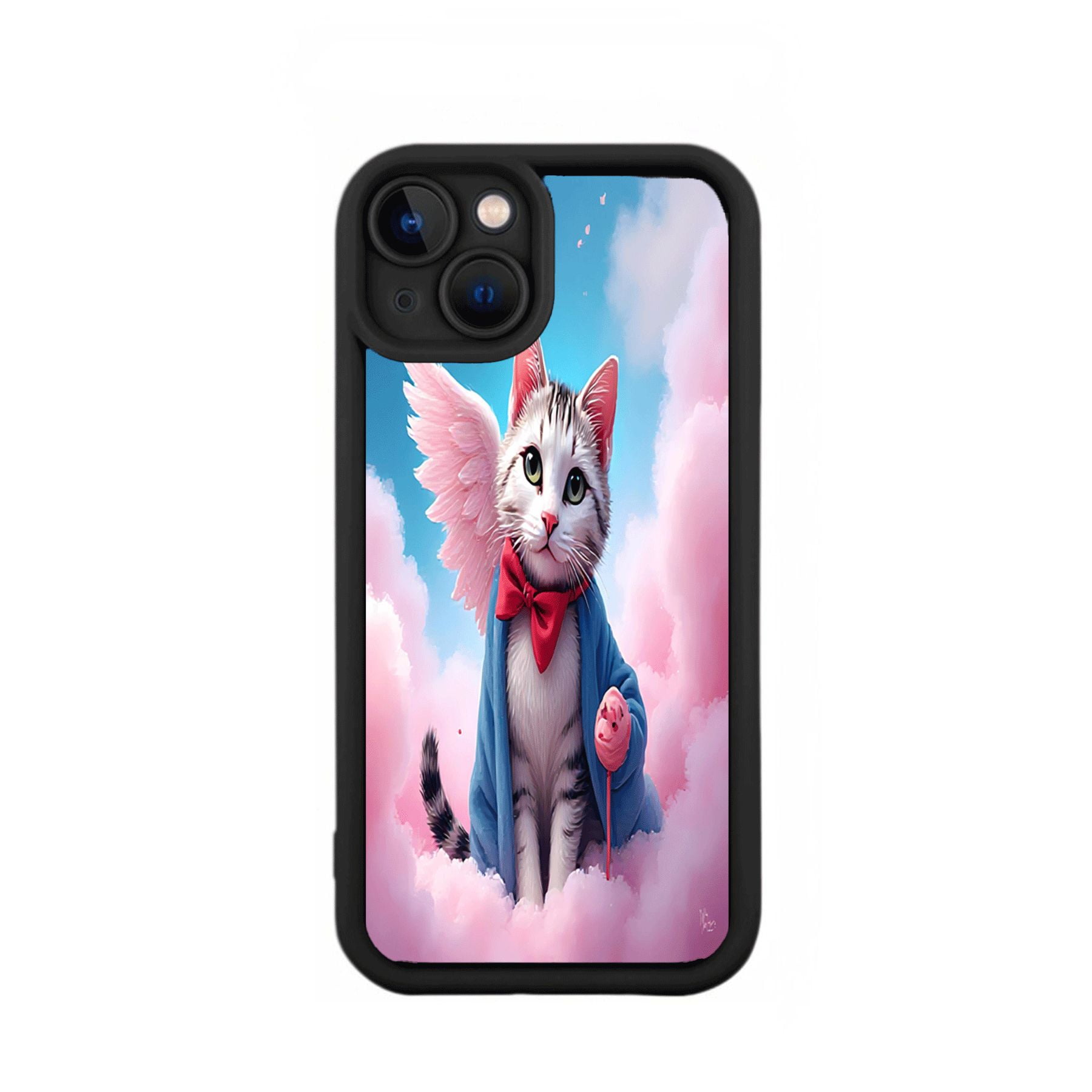 Whimsical Cat Design Lightweight iPhone 15 Case - Yellowing Resistant ...