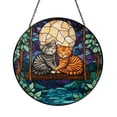 Whimsical Cats Swing Stained Glass Window Suncatcher, Moon Forest ...