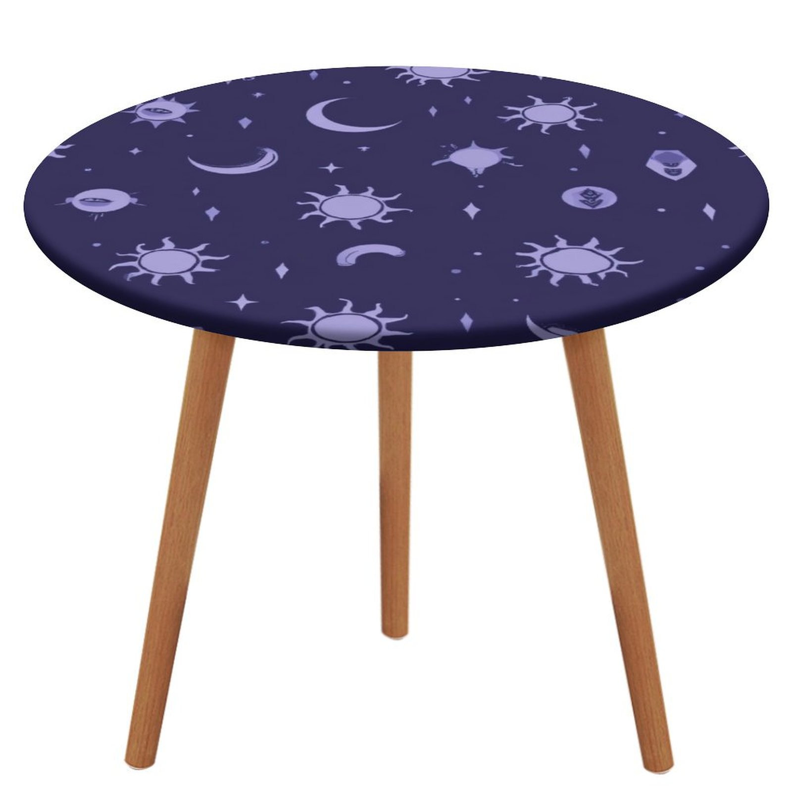 Whimsical Celestial Pattern in Purple And Blue Pattern Round Tablecloth ...