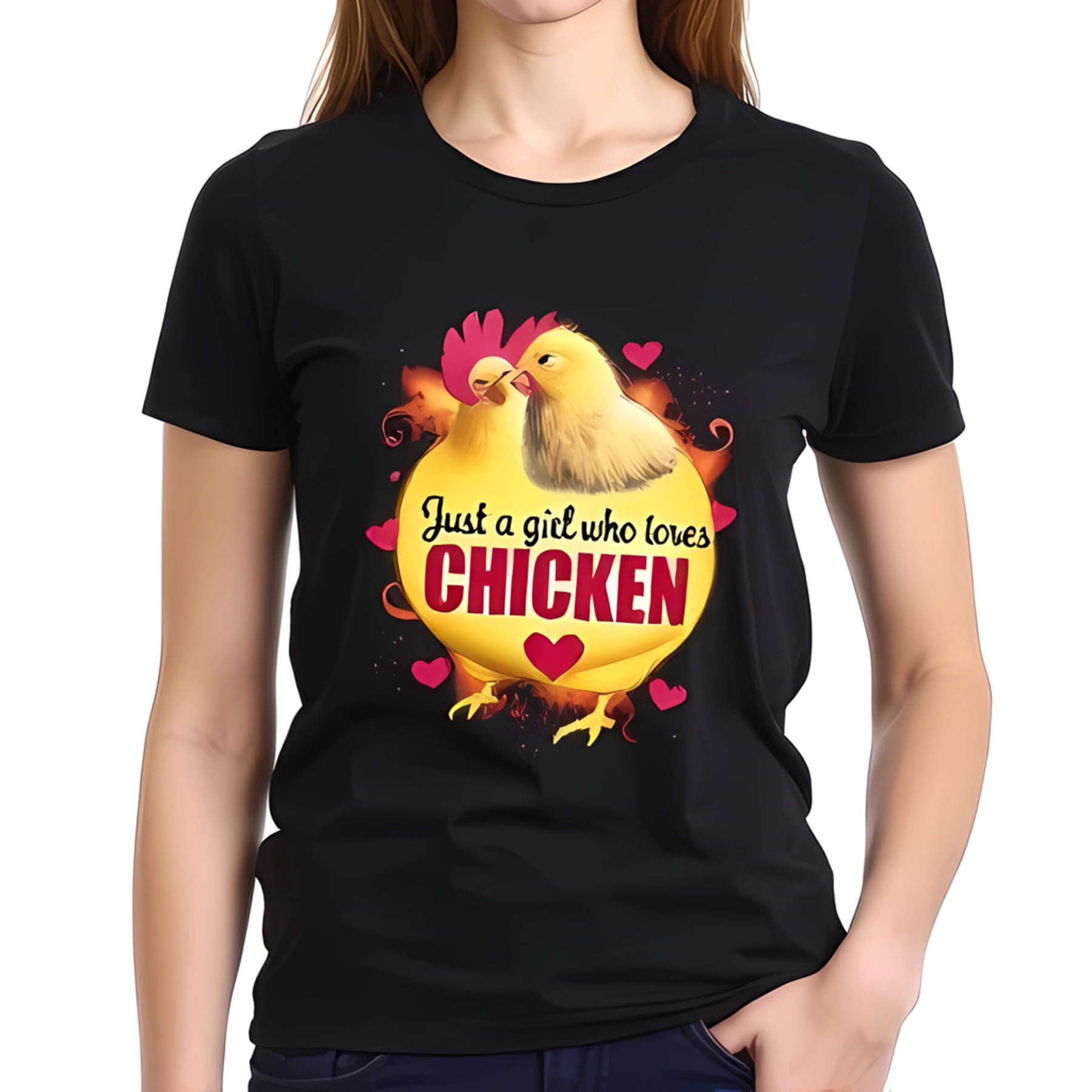 Whimsical Chicken Graphic Cotton Short Sleeve T-Shirt for Poultry ...