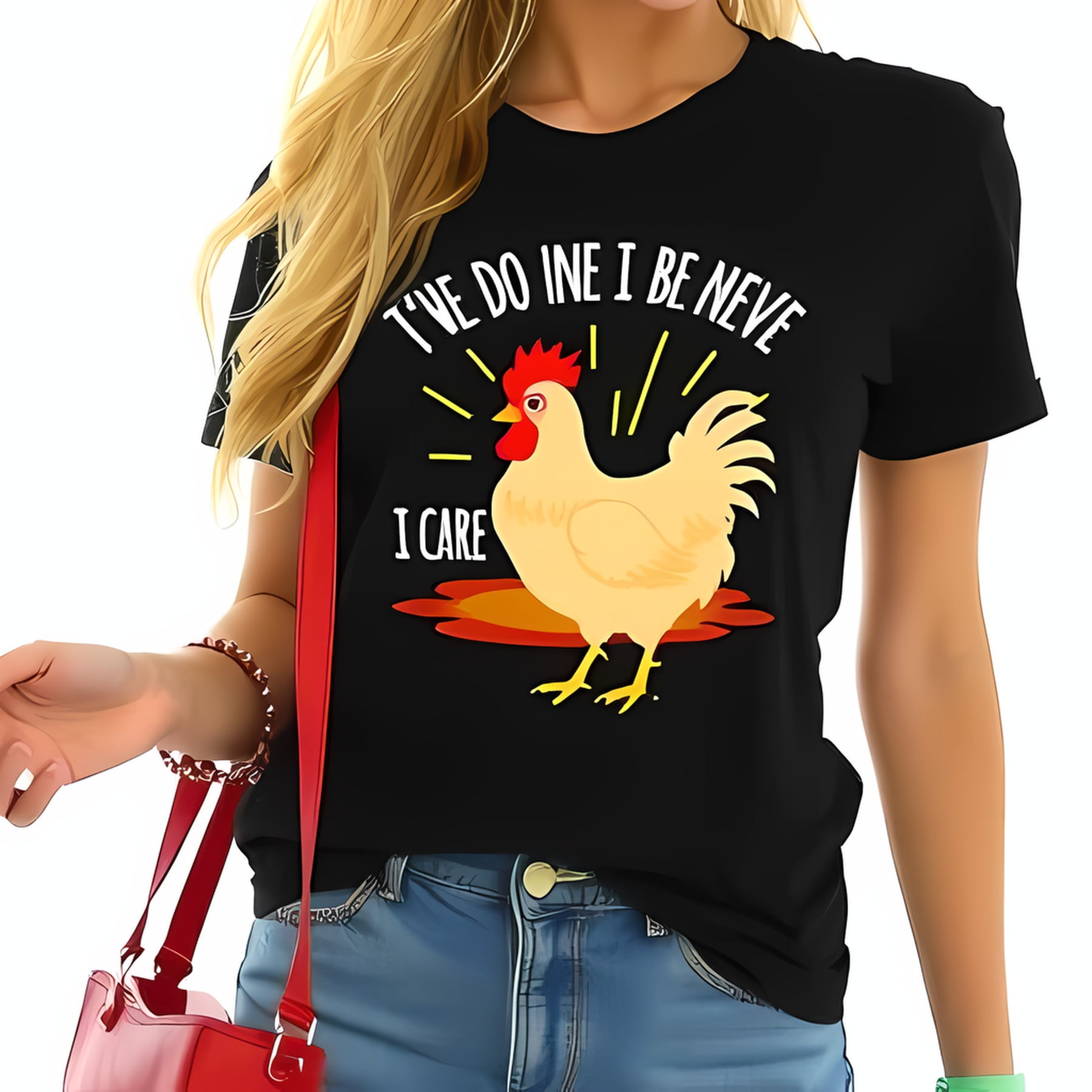 Whimsical Chicken Graphic Tee - Funny Misspelled Quote T-Shirt for ...