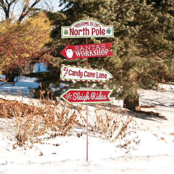 Whimsical Christmas Directional Sign - Home Decor - 1 Piece - Walmart.com