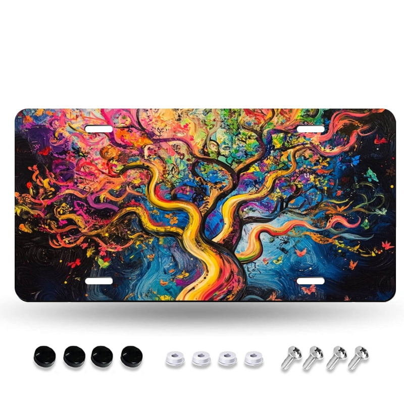 Whimsical Chromatic Tree License Plate Frame, Decorative Novelty ...