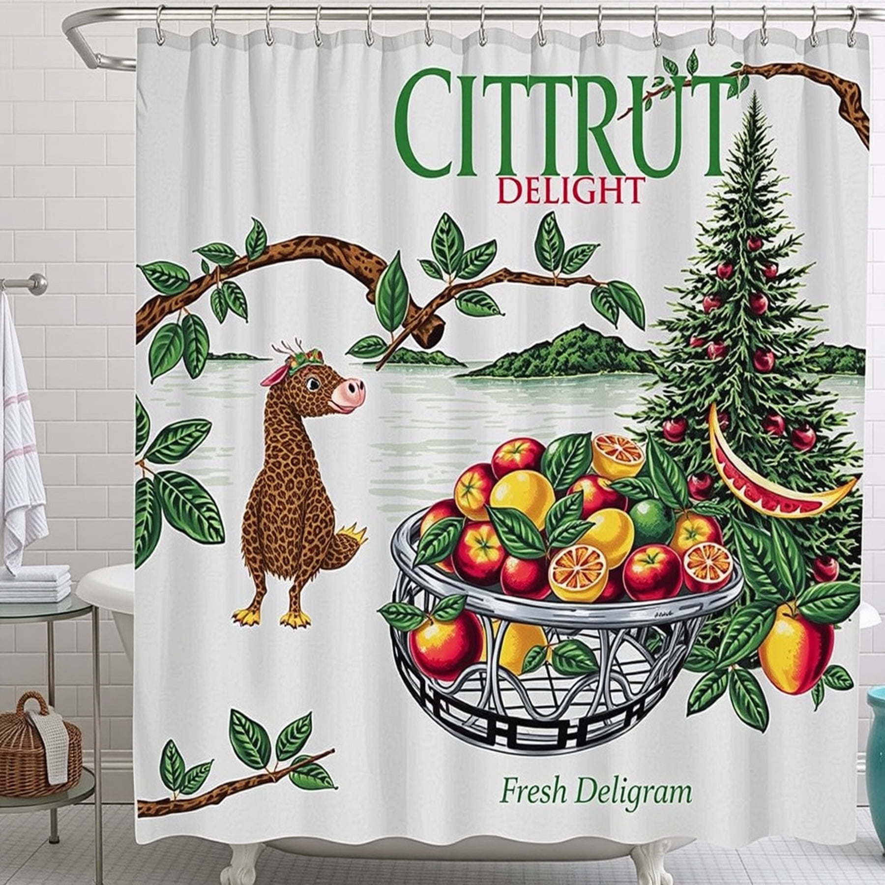 Whimsical Citrus Fruit Shower Curtain - "Citrut Delight" with Tropical ...