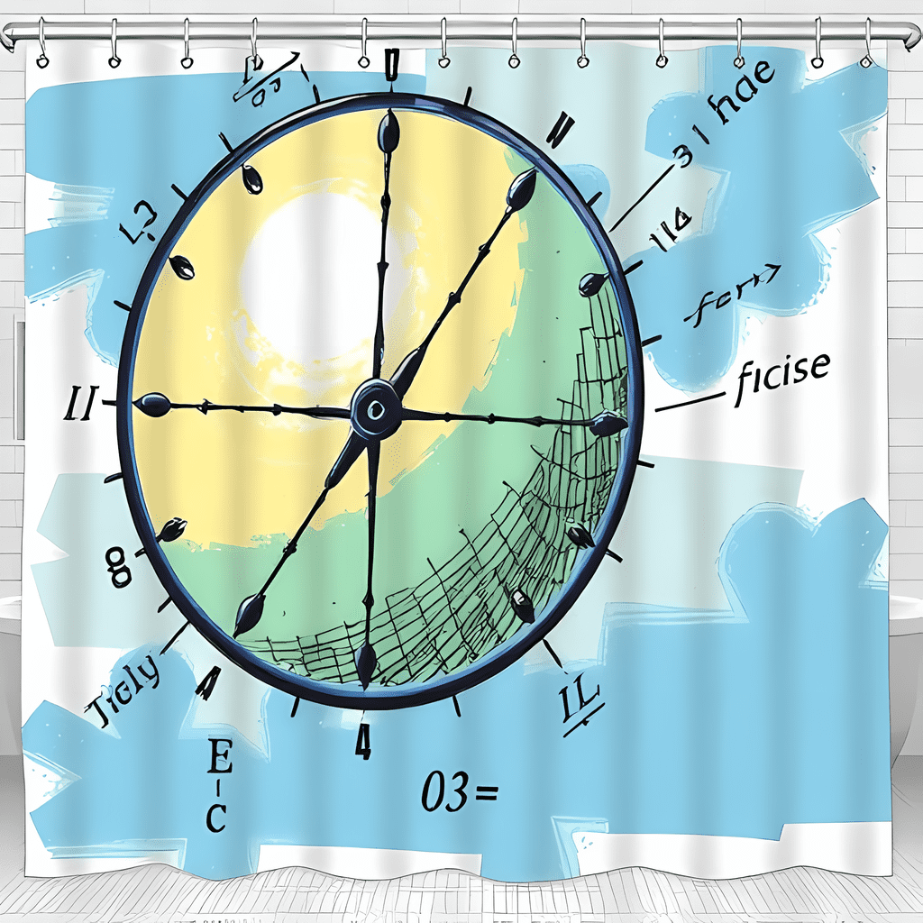 Whimsical Clock Face Shower Curtain - Playful Design with Hand-Drawn ...