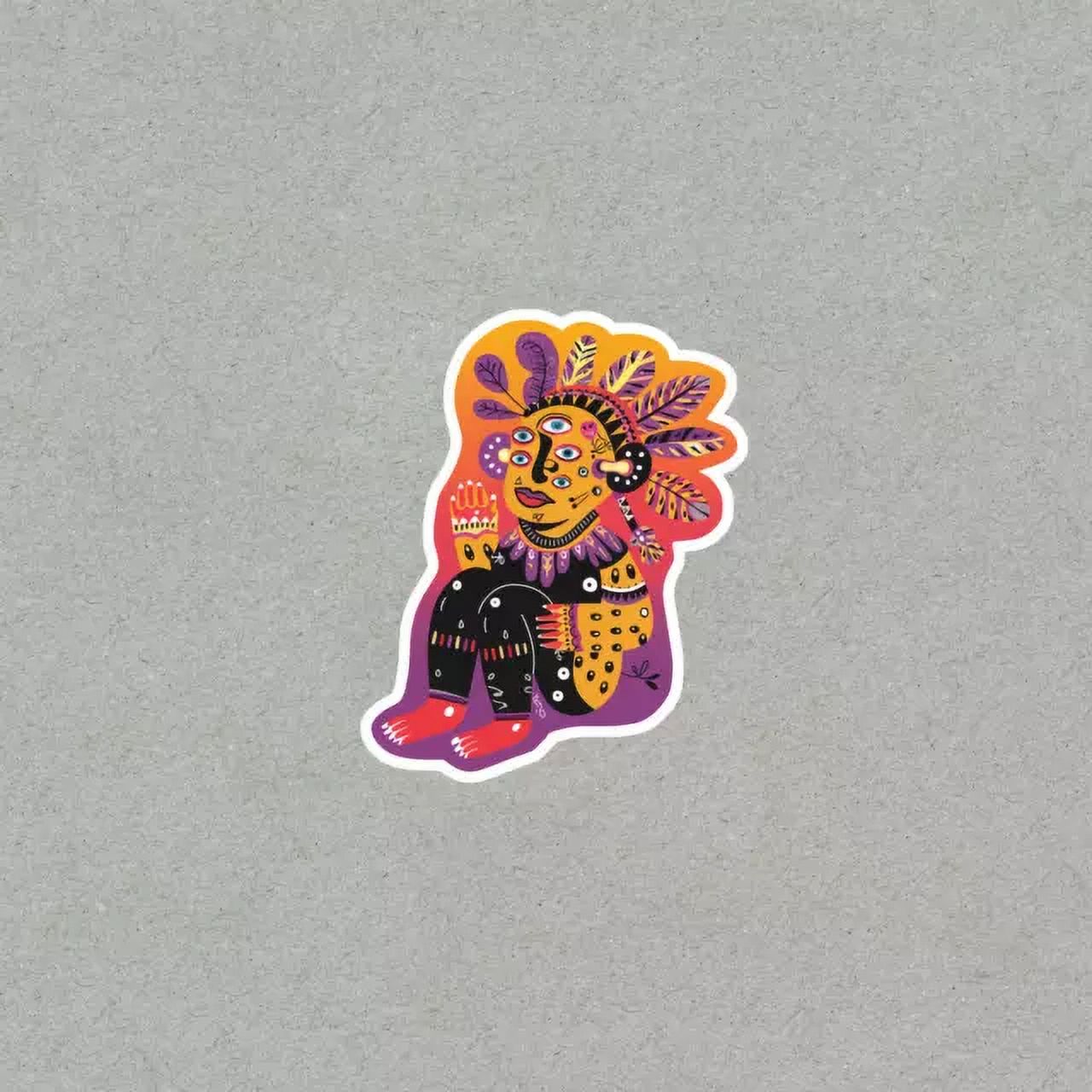 Whimsical Colorful Tribal Shaman Sticker - Unique Artistic Decal For ...