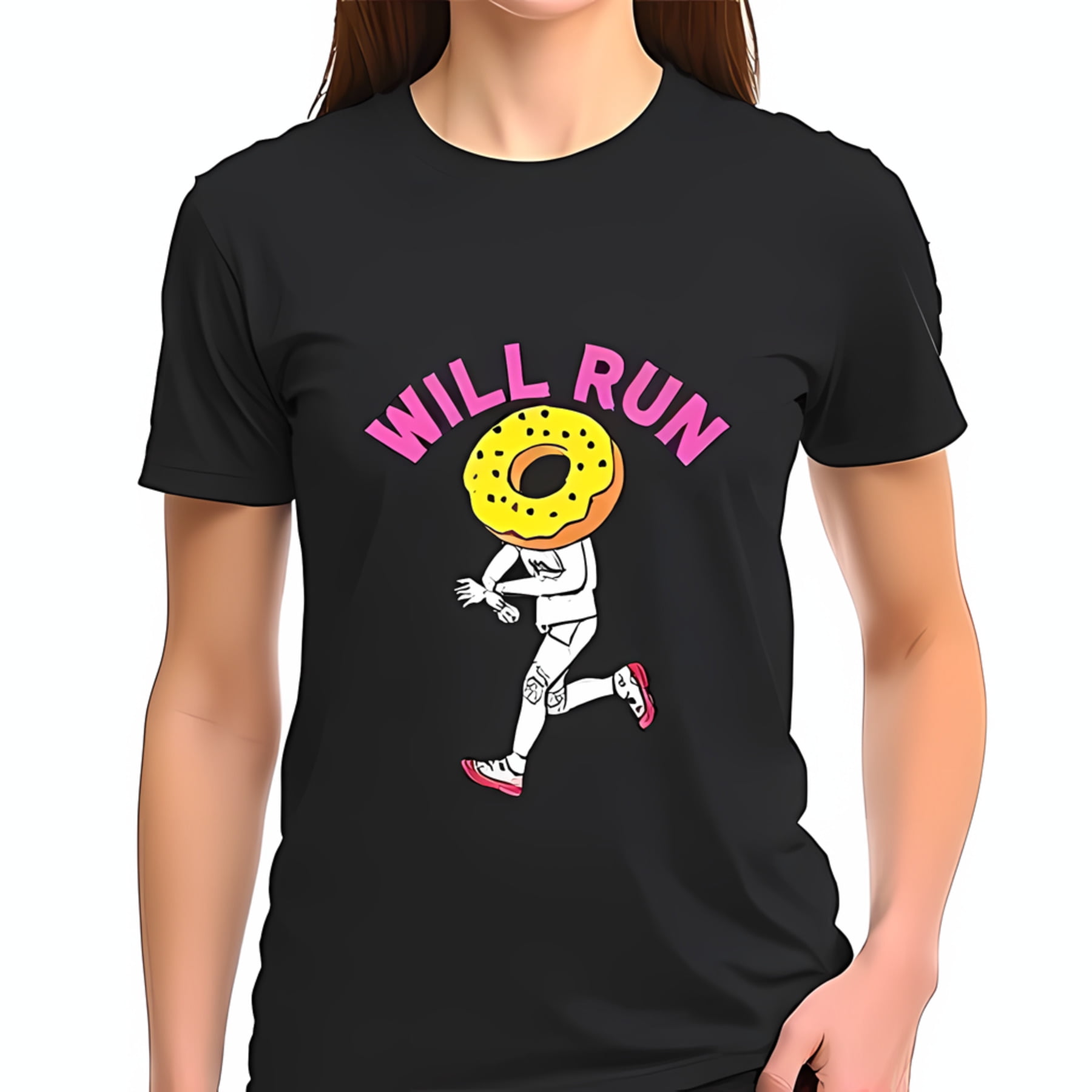 Whimsical Cotton Short Sleeve T-Shirt - Donut Head Runner Design with ...