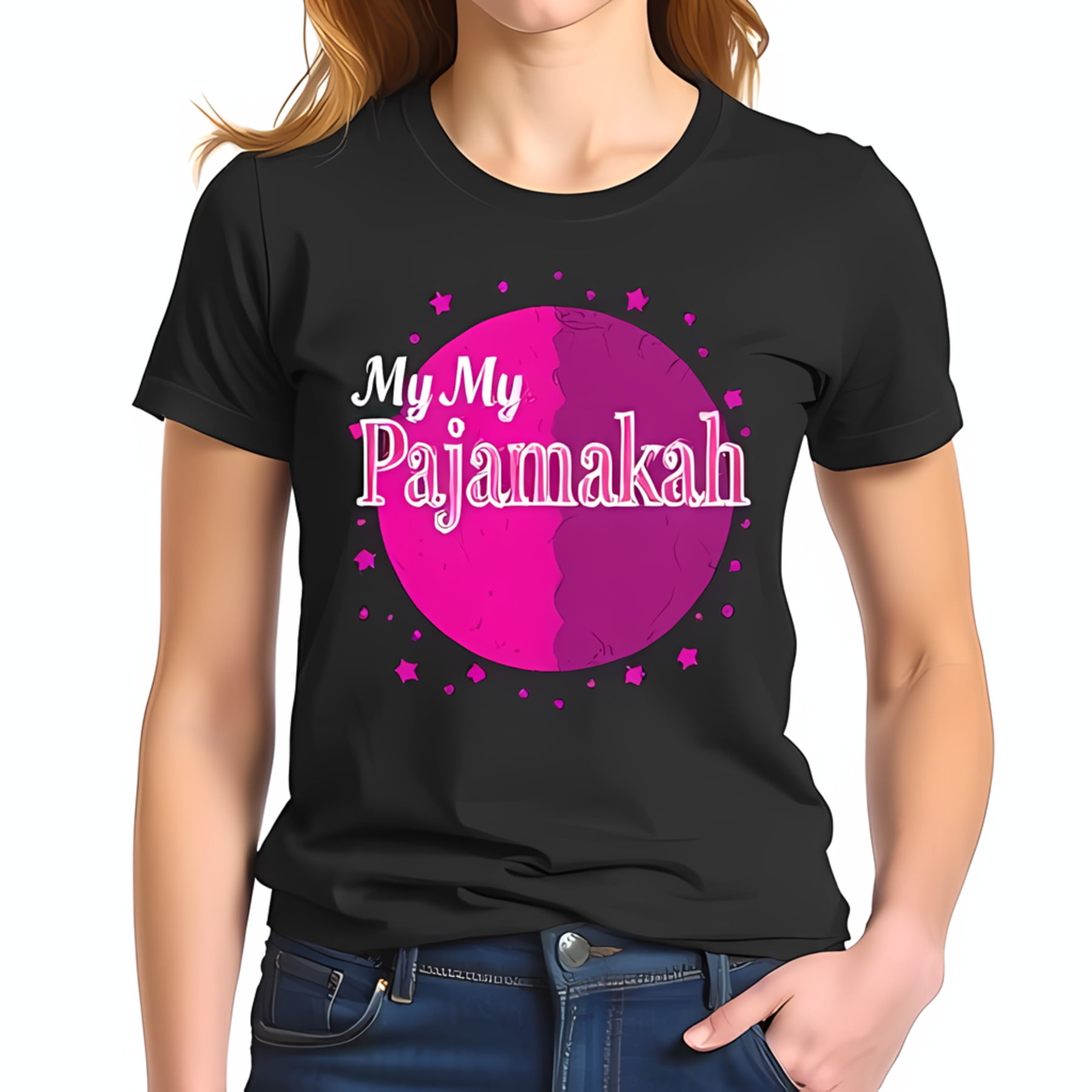 Whimsical Cotton Short Sleeve T-Shirt with Half Pink and Magenta Circle ...