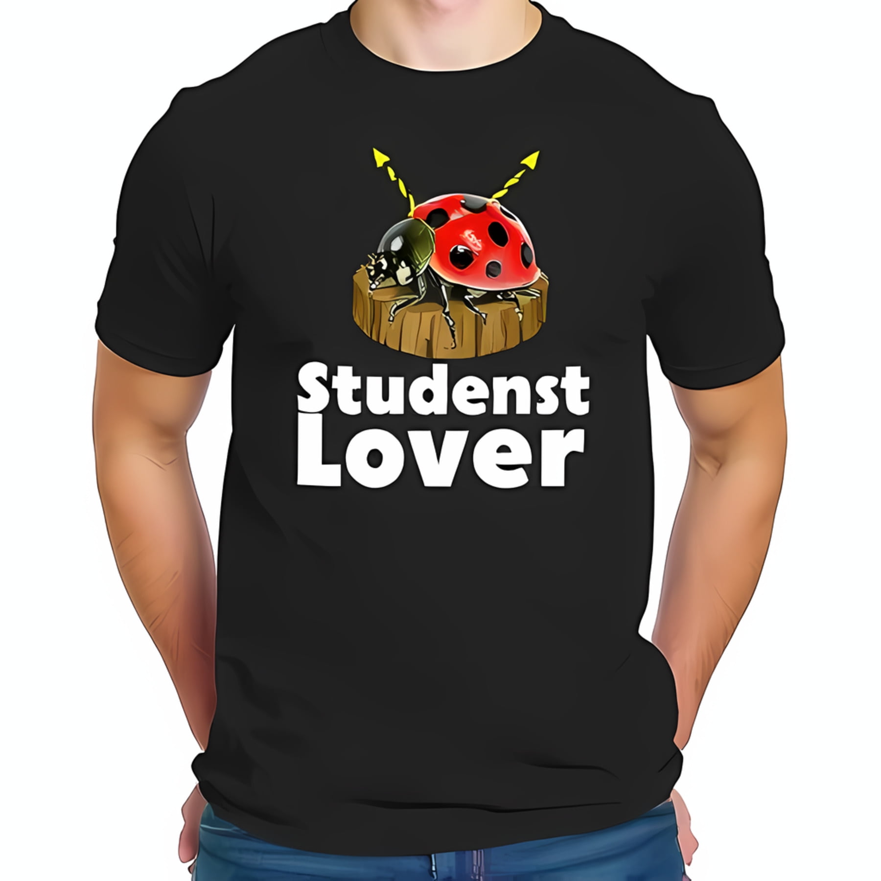 Whimsical Cotton Short Sleeve T-Shirt with on Stump & 'Student Lover ...