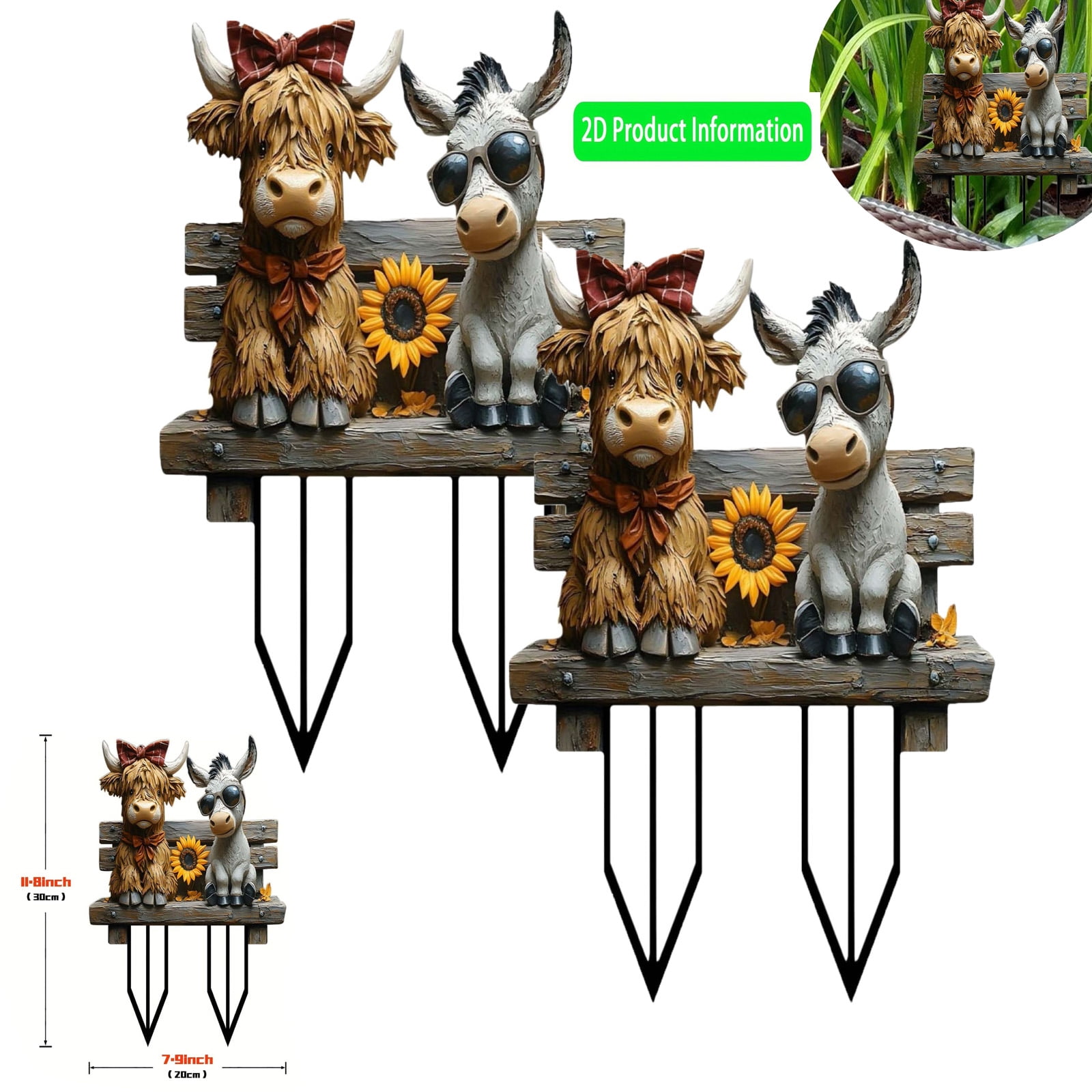 Whimsical Cow And Donkey Shaped Acrylic Flower Pots Outdoor Garden ...