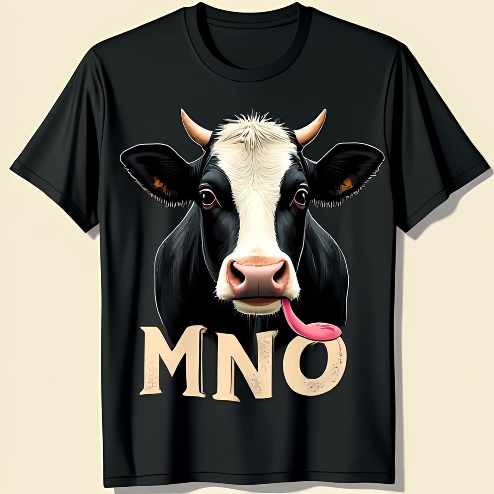 Whimsical Cow Head T-Shirt Dark Charcoal with Bold MNO Design - Walmart.com