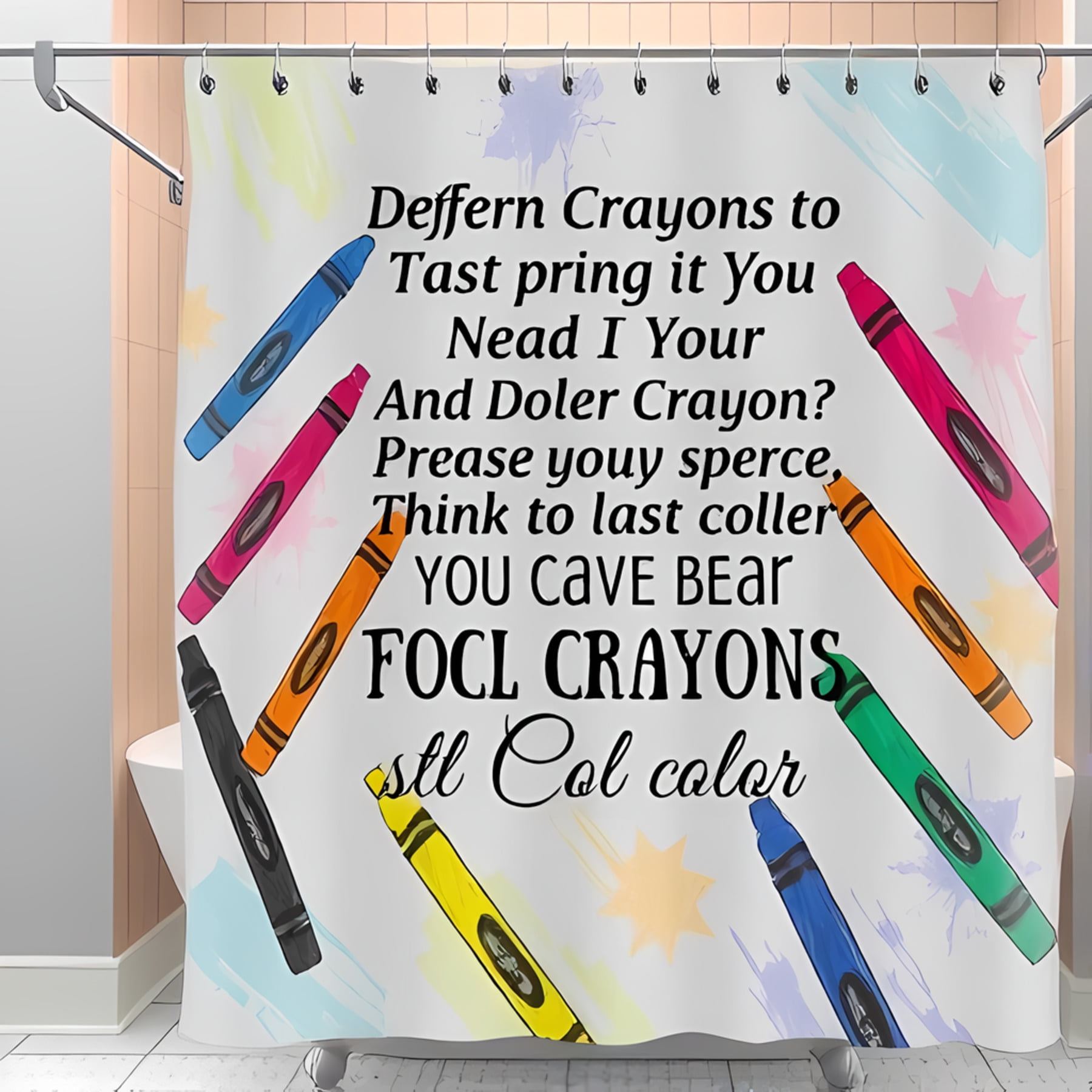 Whimsical Crayon Shower Curtain with Playful Poem - Colorful Crayons on ...