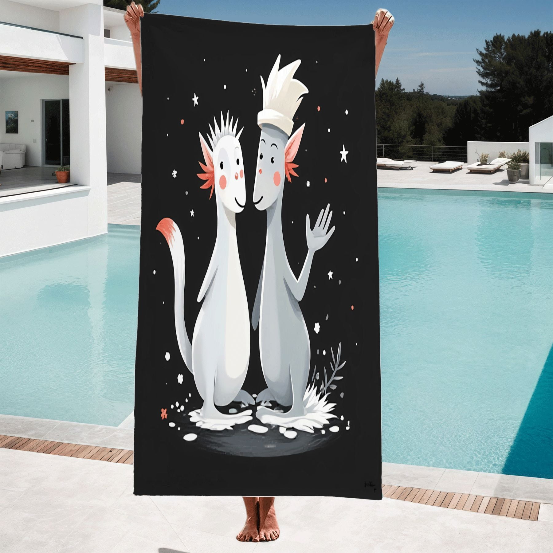 Whimsical Creatures Beach Towel - Fun Colorful Design with ...
