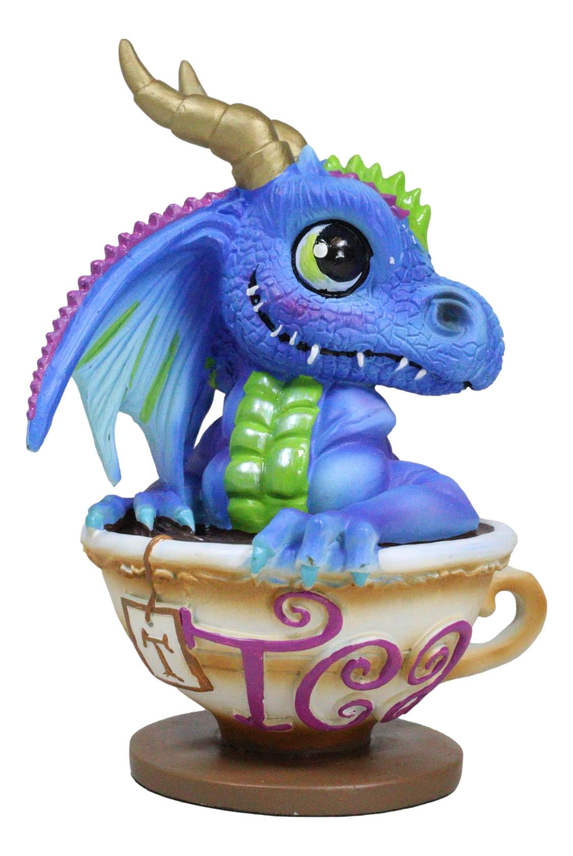 Whimsical Cup Of Tea Blue Baby Dragon With Green Spikes In Teacup ...